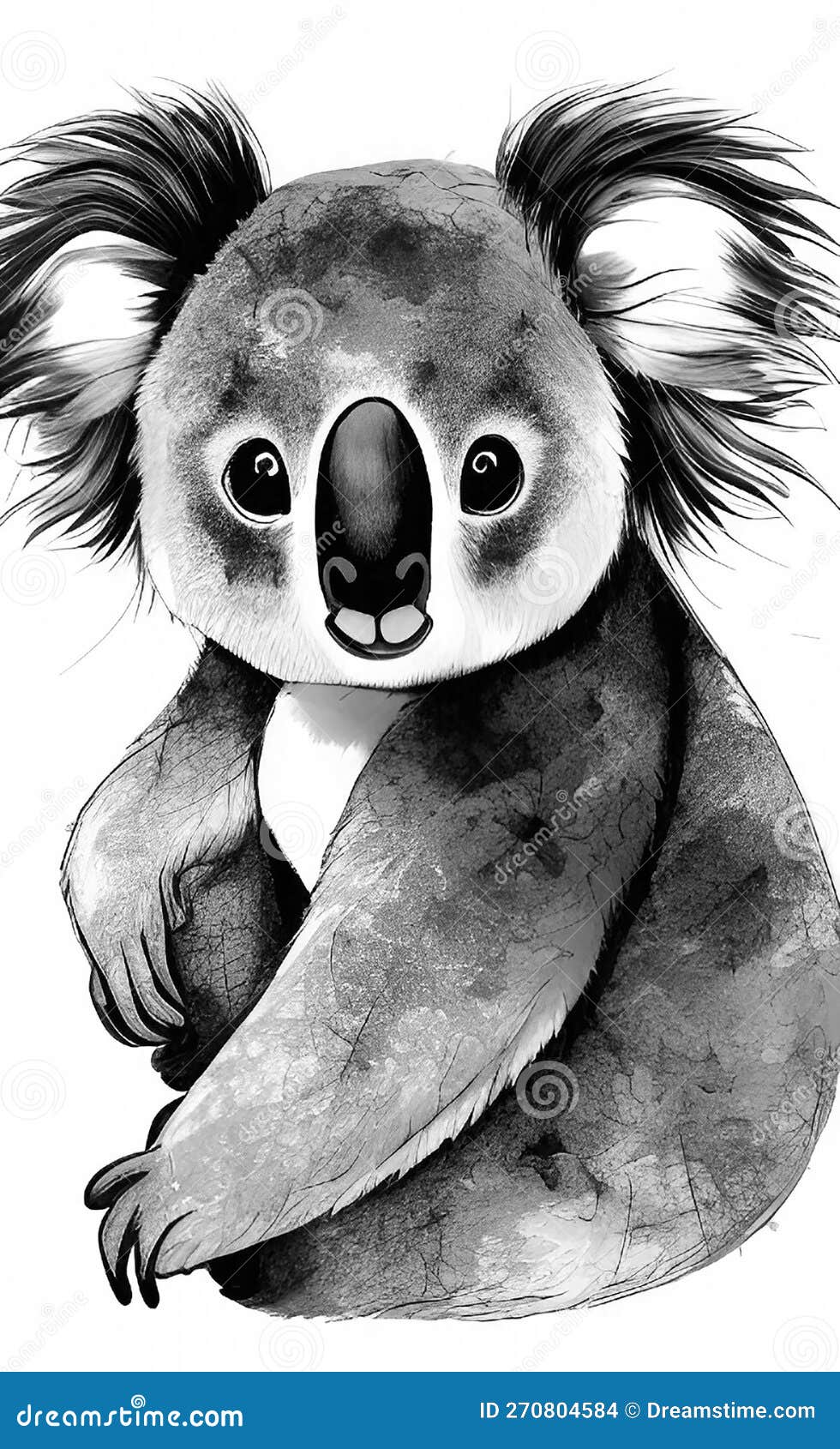 Cute Koala, Monochrome Colors on a White Background Stock Illustration ...