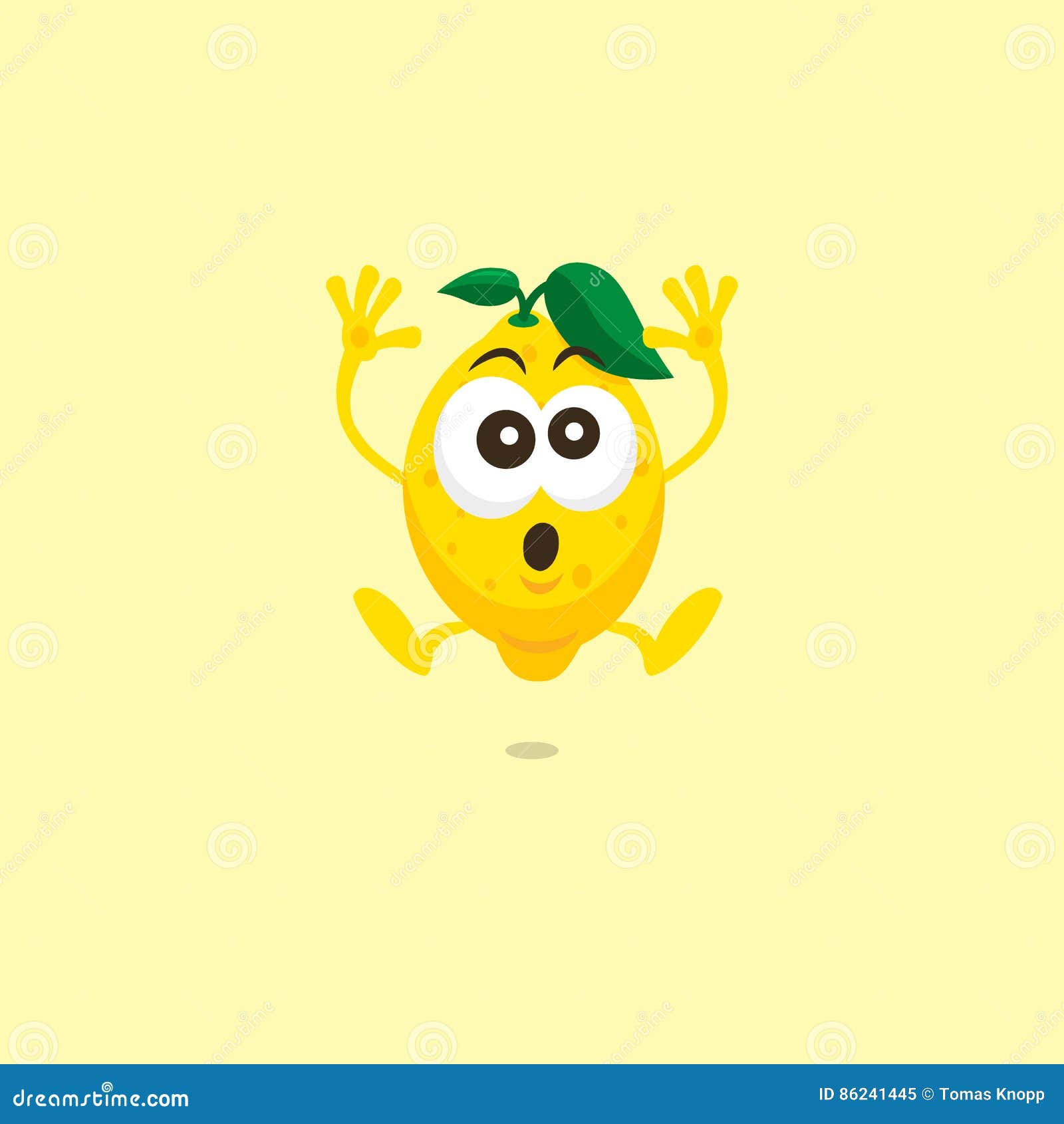 Cute Lemon Characters With Crying And Tears Emotions, Face, Arms And ...