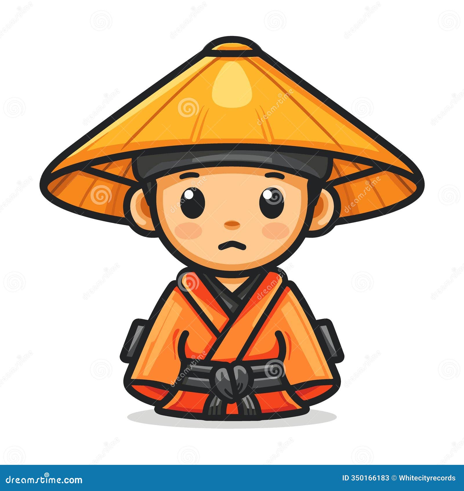 Illustration of a Cute Little Asian Boy in a Rice Hat. Stock Vector ...