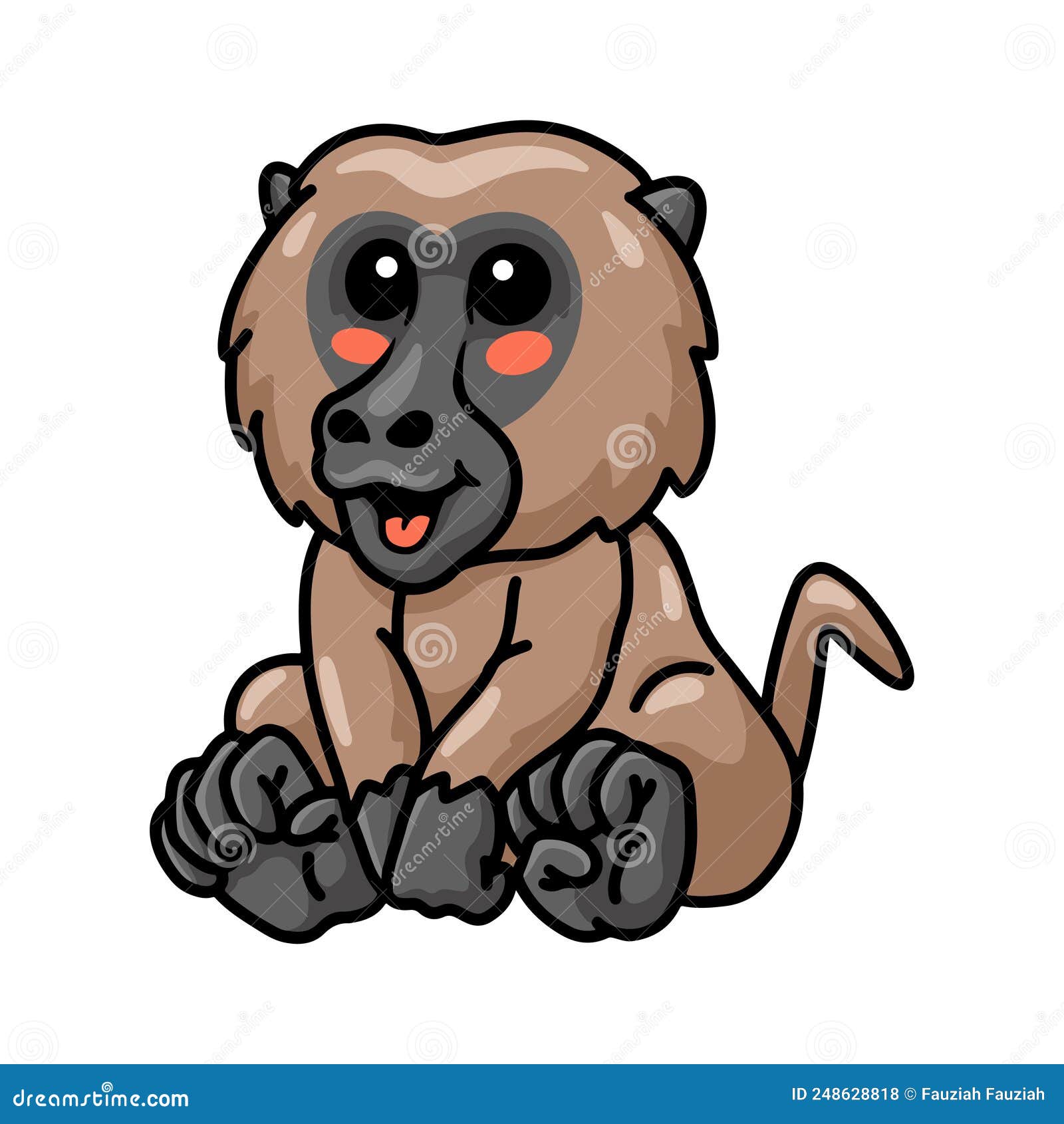 Cute Little Baboon Monkey Cartoon Stock Vector - Illustration of little ...