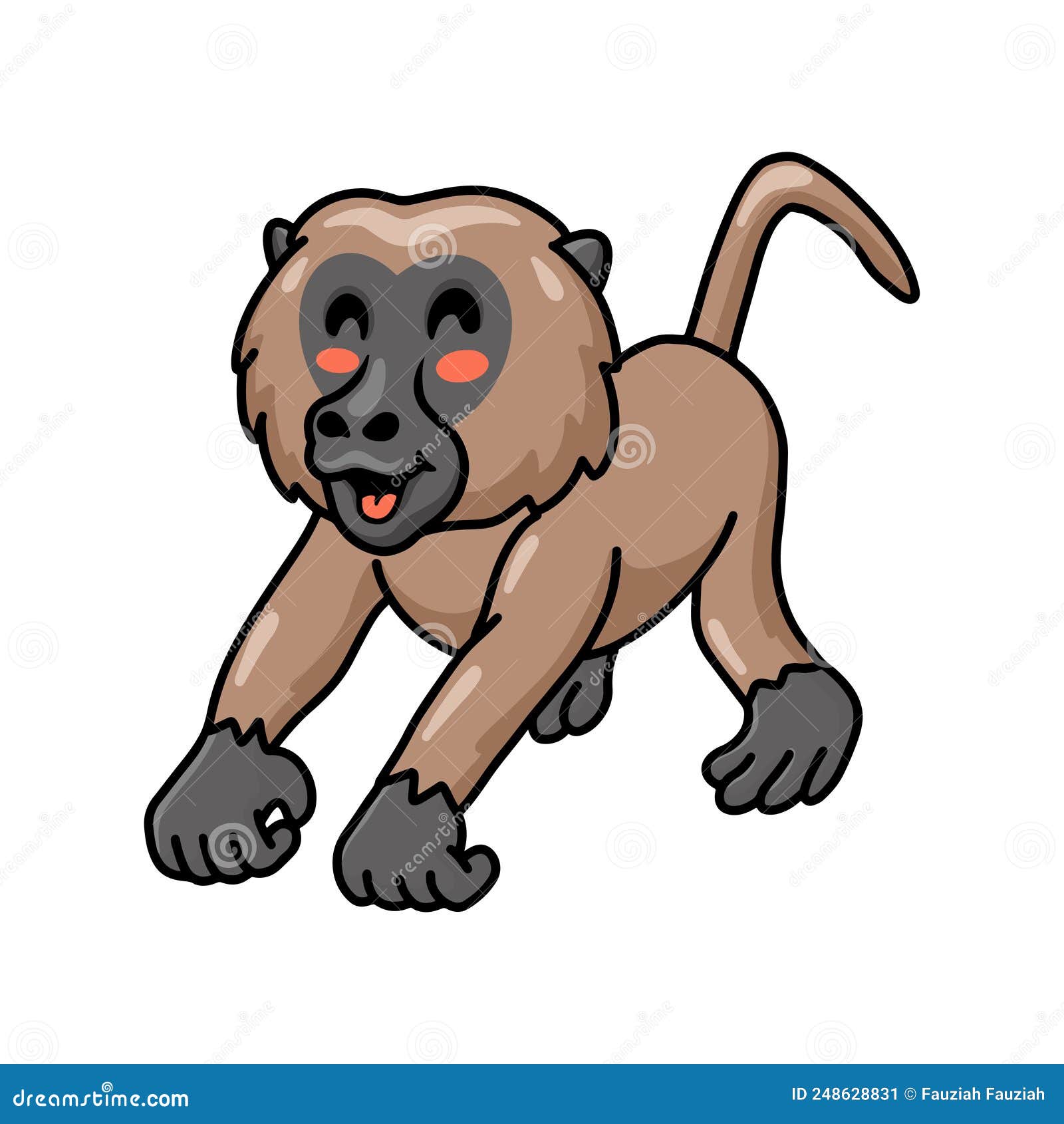 Cute Little Baboon Monkey Cartoon Stock Vector - Illustration of ...