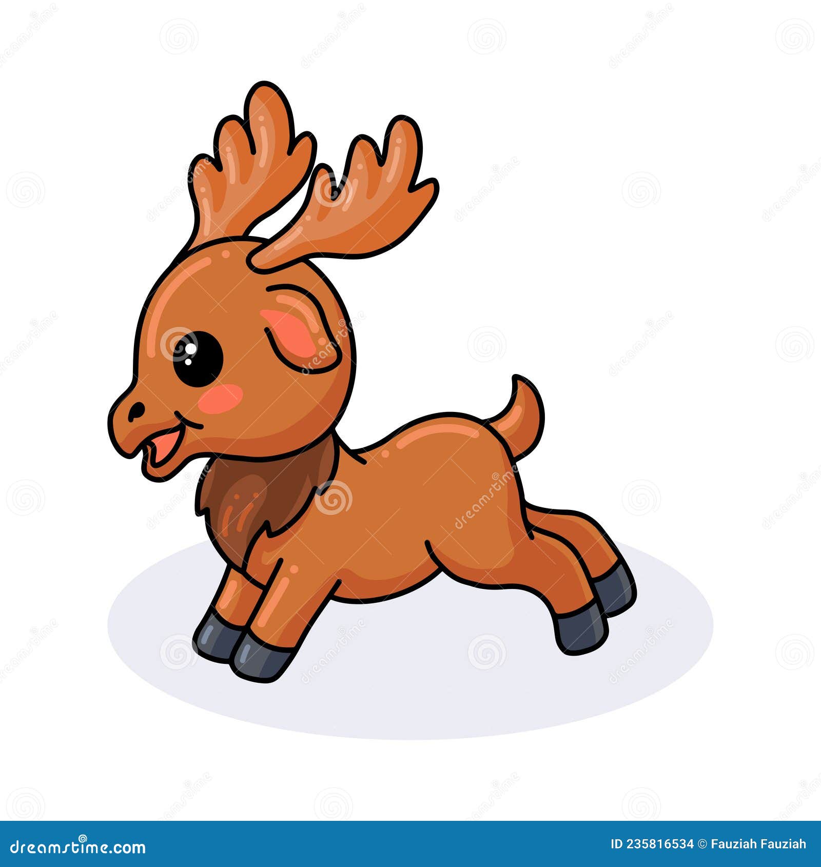 Cute Little Moose Cartoon Posing Stock Vector - Illustration of chibi ...