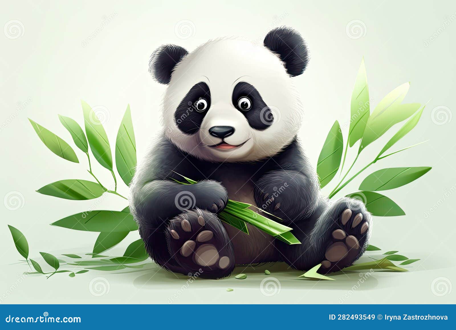 Illustration of a Cute Little Panda with Leaves Stock Illustration ...