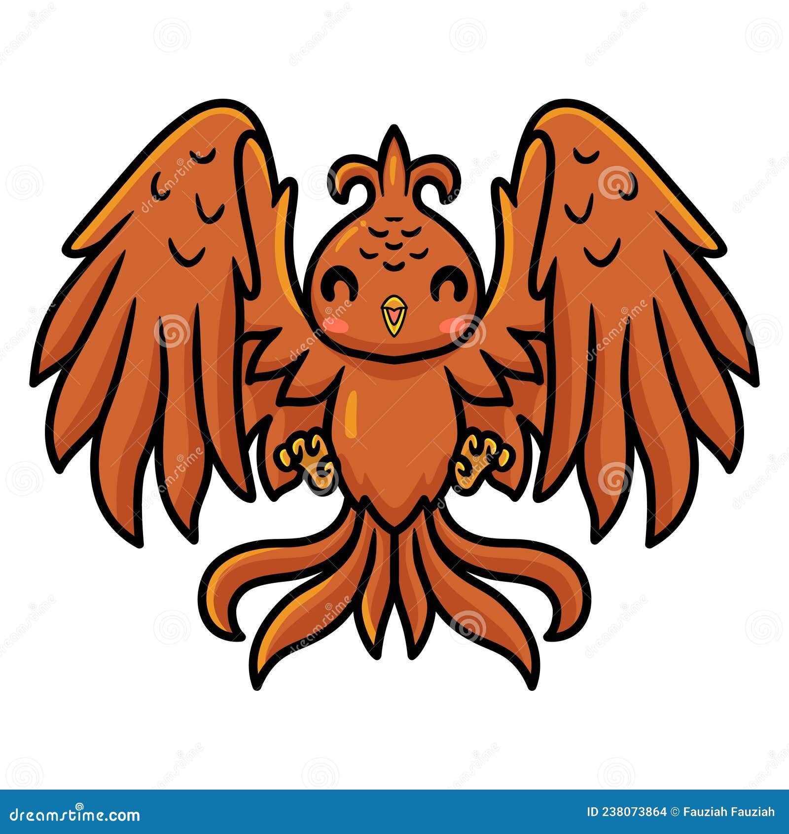 Cute Little Phoenix Cartoon Flying Stock Vector - Illustration of ...