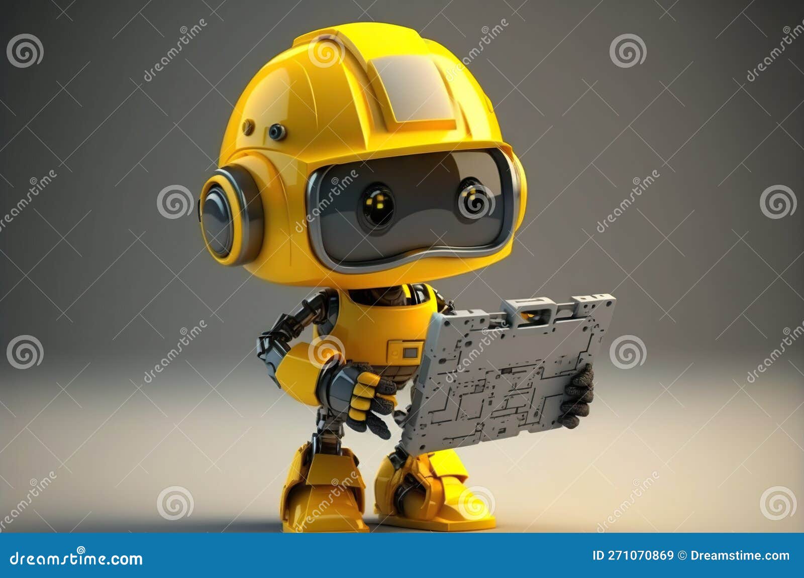 Illustration of the Cute Little Robot Stock Illustration - Illustration ...