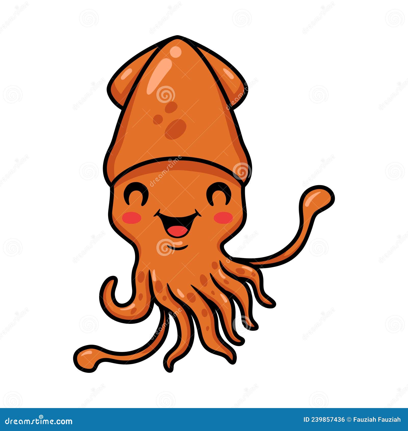 Cute Little Squid Cartoon Posing Stock Vector - Illustration of graphic ...