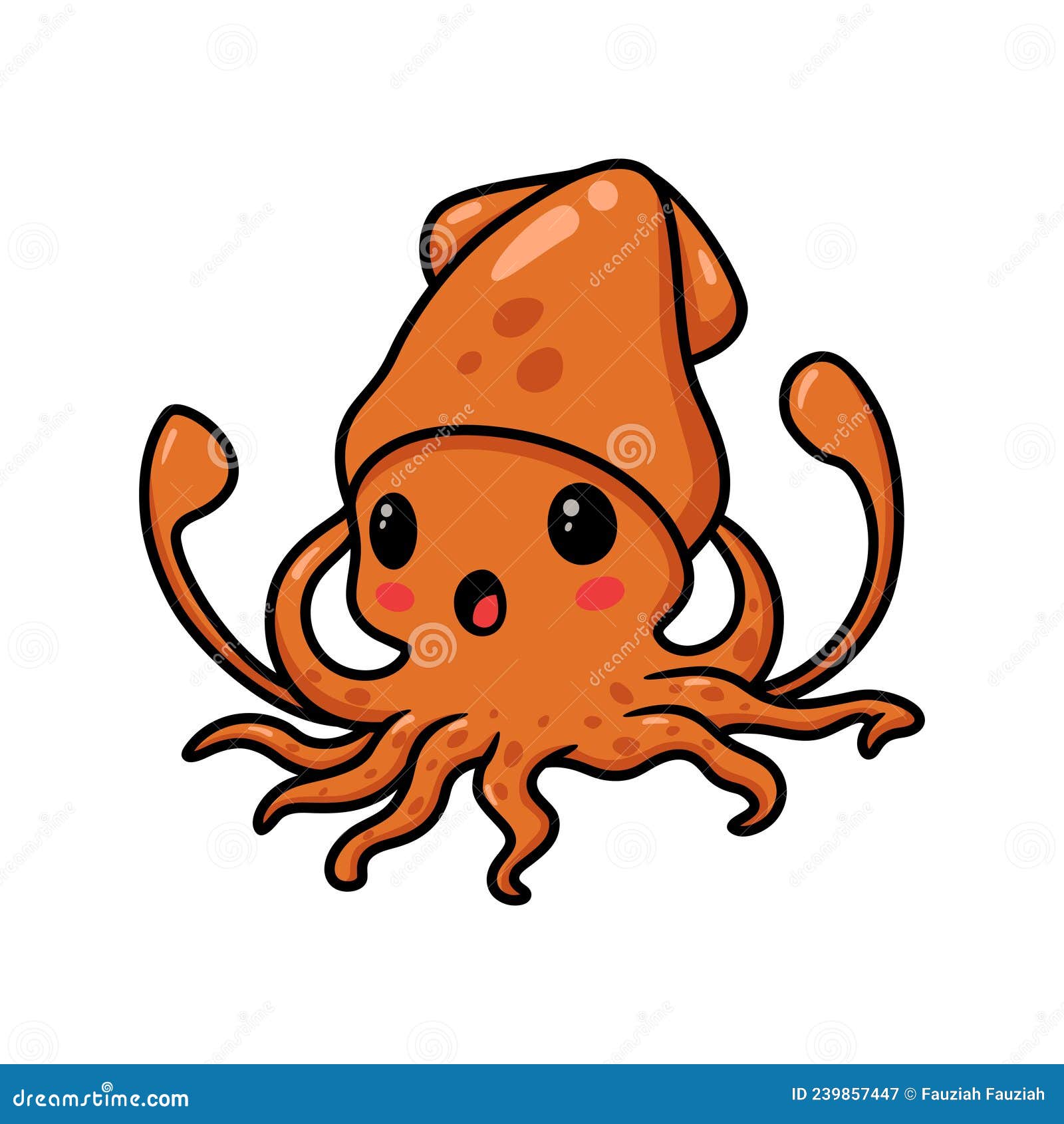 Cute Little Squid Cartoon Posing Stock Vector - Illustration of graphic ...