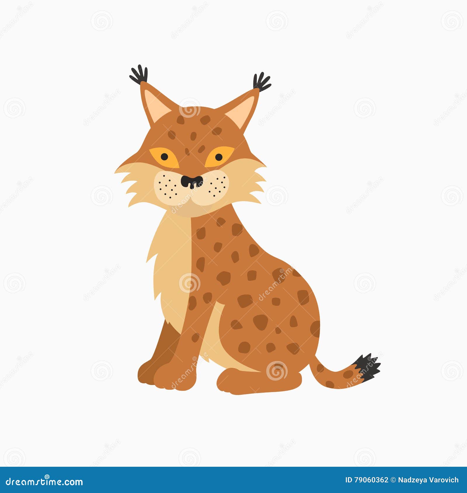 Illustration of cute lynx stock vector. Illustration of feline - 79060362