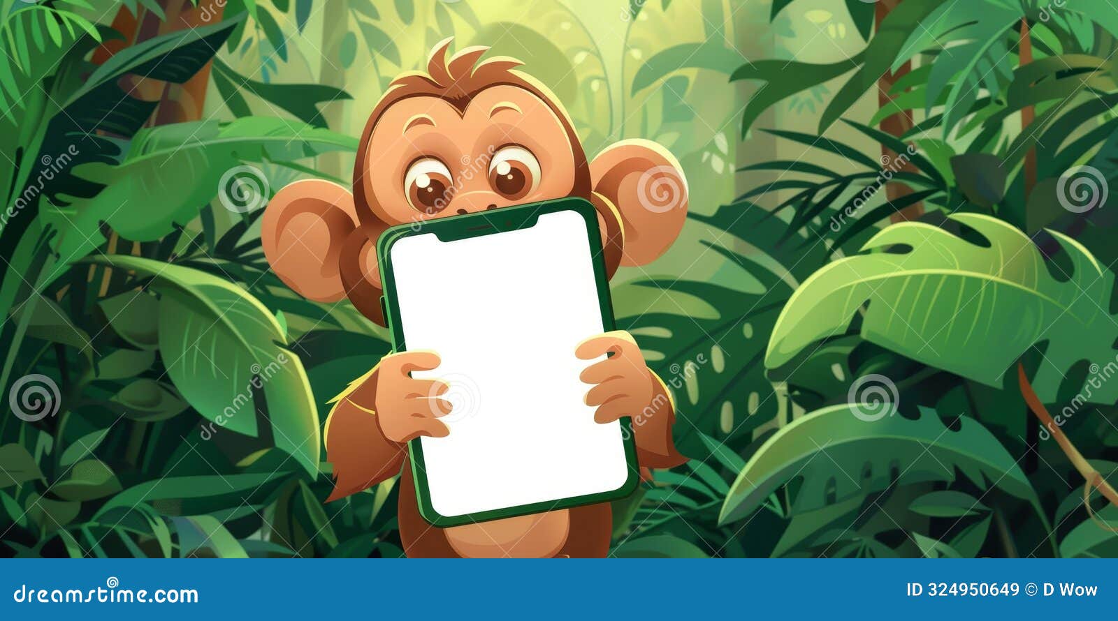 Illustration of a Cute Monkey Holding a Blank Sheet of Paper for Notes ...