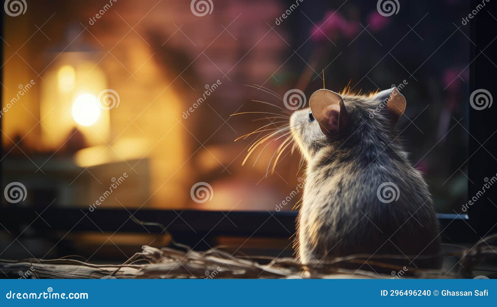 A cute mouse watching TV stock illustration. Illustration of generated ...