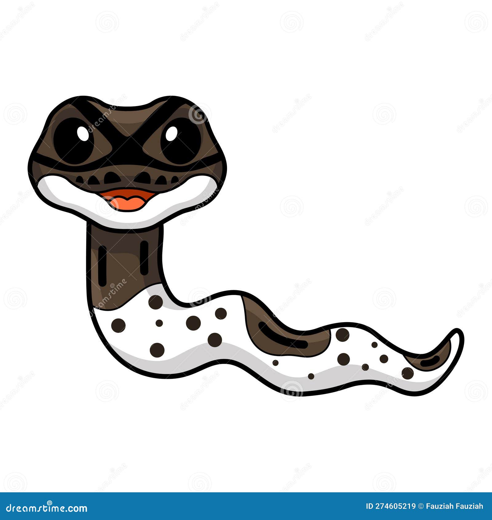 Cute Oreo Pied Ball Python Cartoon | CartoonDealer.com #274605191