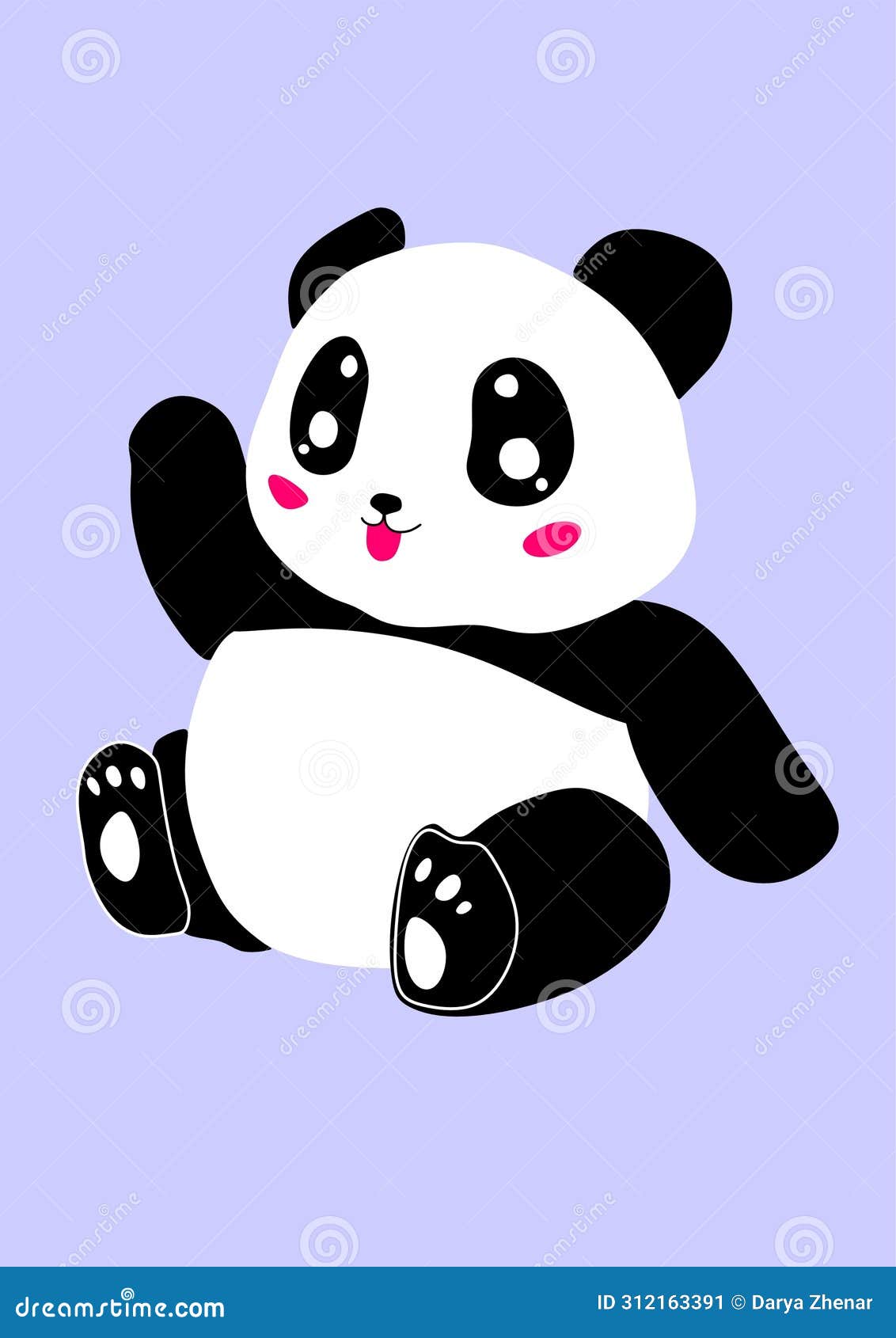 Illustration of a Cute Panda Waving Its Paw Stock Vector - Illustration ...