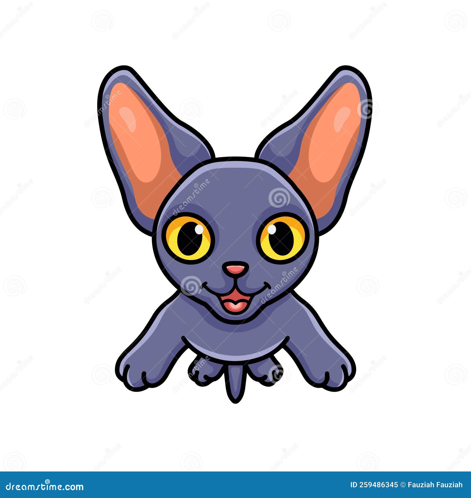 Cute Peterbald Cat Cartoon Posing Stock Vector - Illustration of males ...