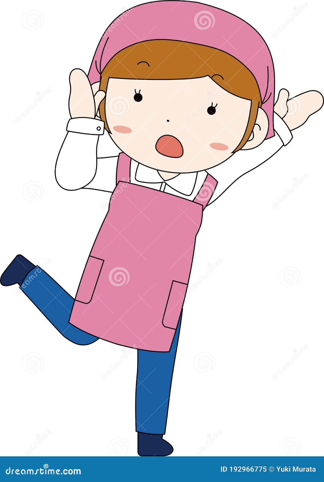 Cute Pose of Female Store Clerk Stock Vector - Illustration of happy ...