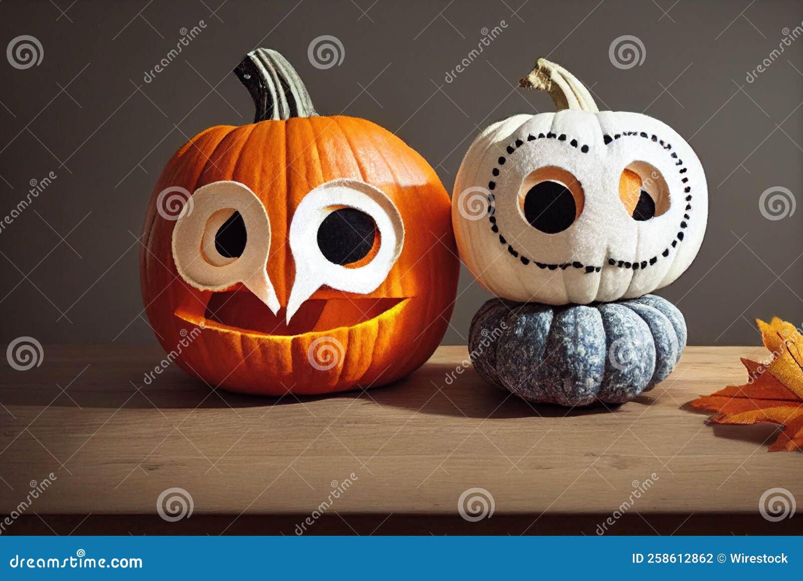Illustration of Cute Pumpkins Figure with Halloween Tones Stock ...