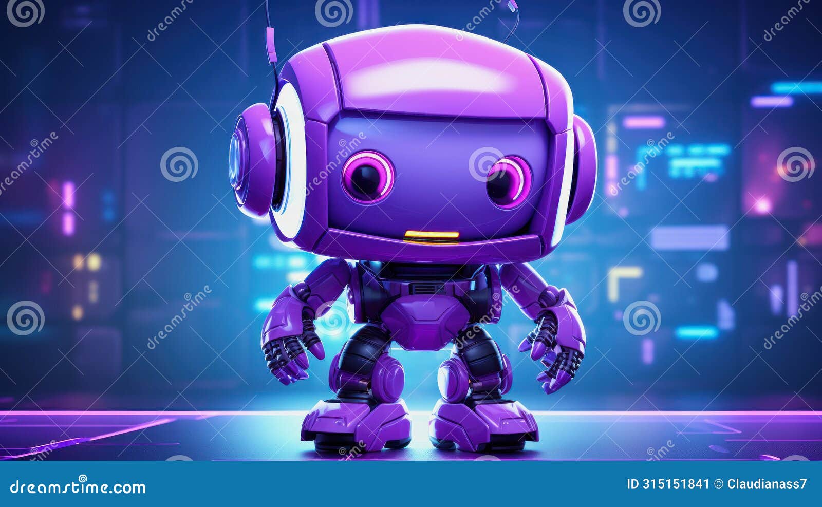 Illustration of a Cute Purple Colored Robot Stock Image - Image of ...