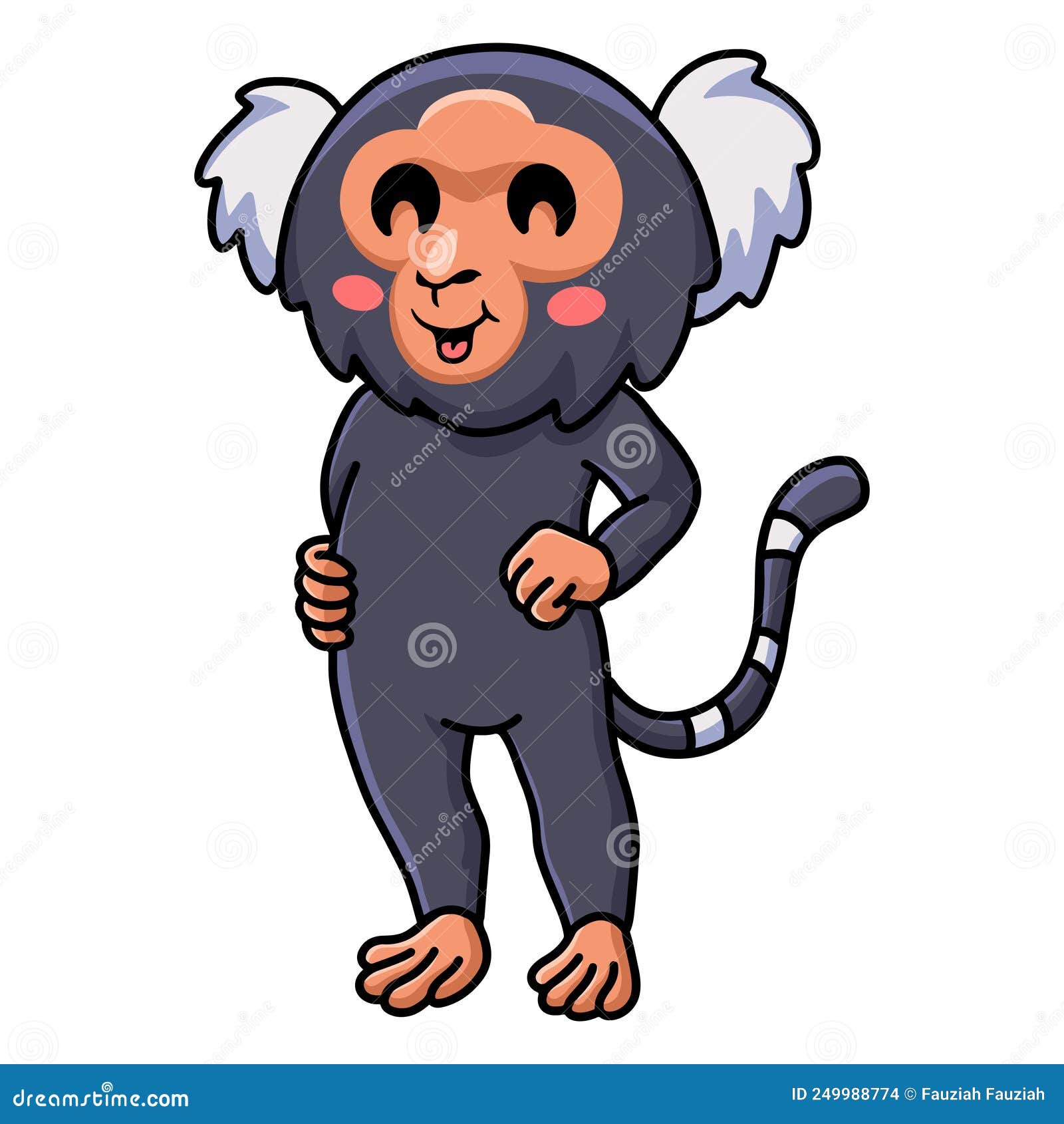 Cute Pygmy Marmoset Monkey Cartoon Standing Stock Vector - Illustration ...