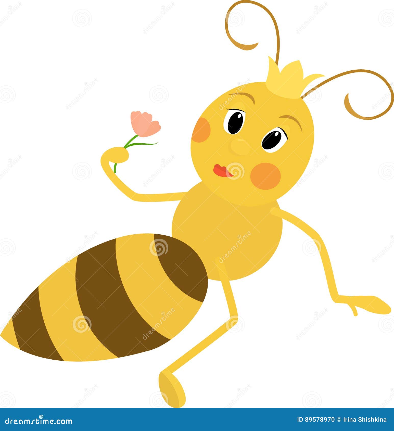 Illustration of a Cute Queen Bee Stock Vector - Illustration of lovely ...