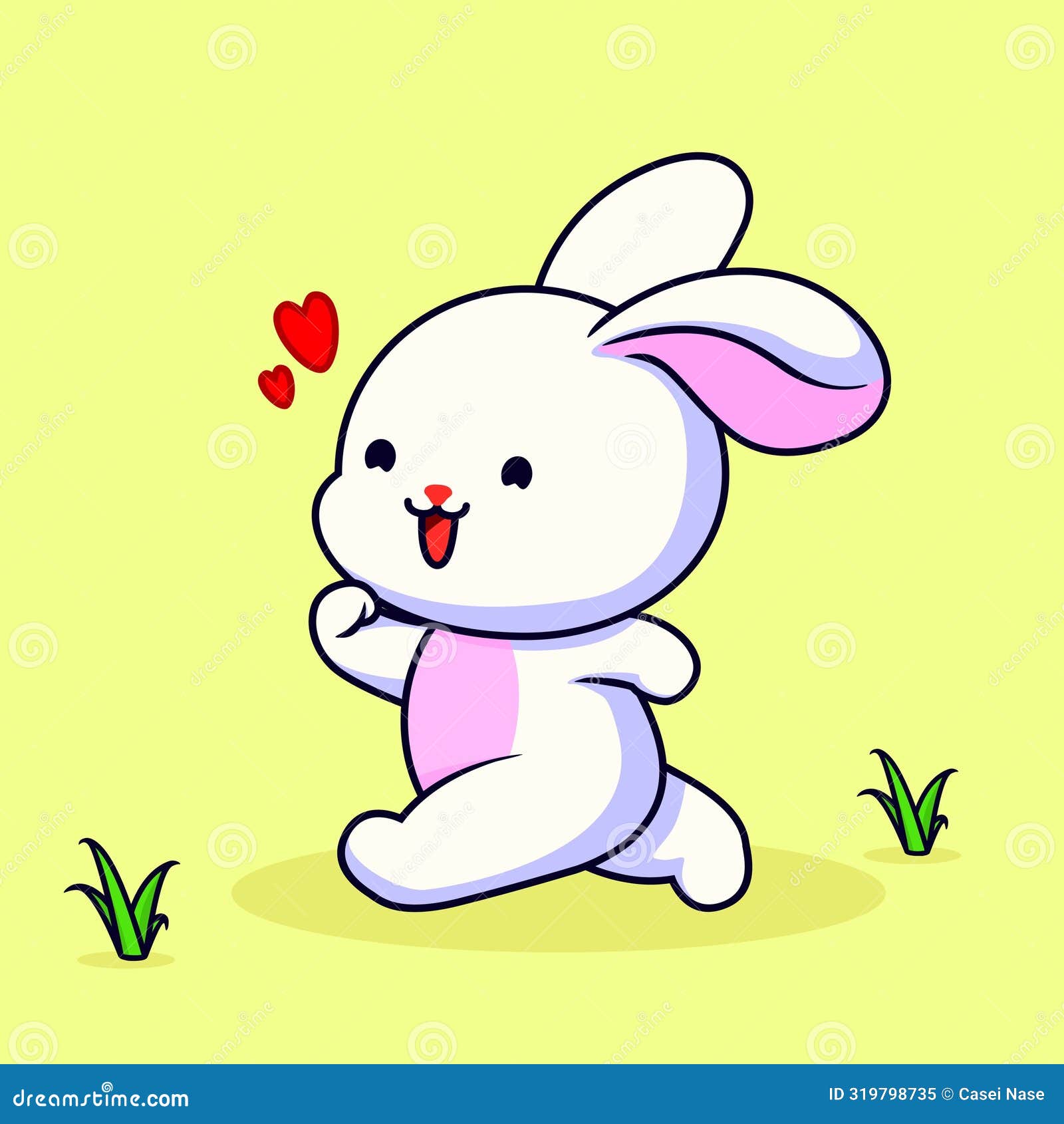 Illustration of a Cute Rabbit Running Stock Vector - Illustration of ...