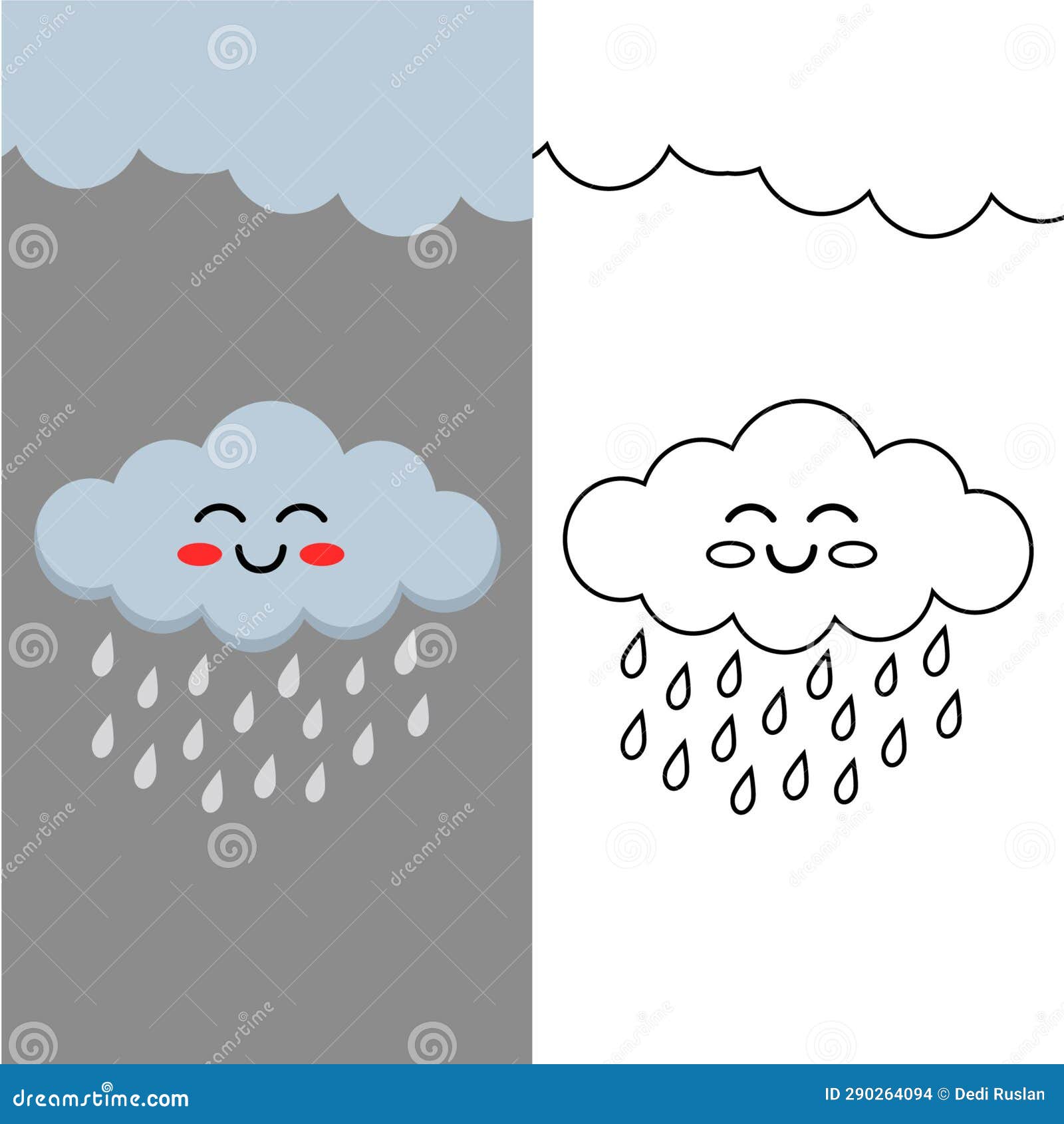 This is an Illustration of the Cute Rain Cloud in the Sky Stock Vector ...