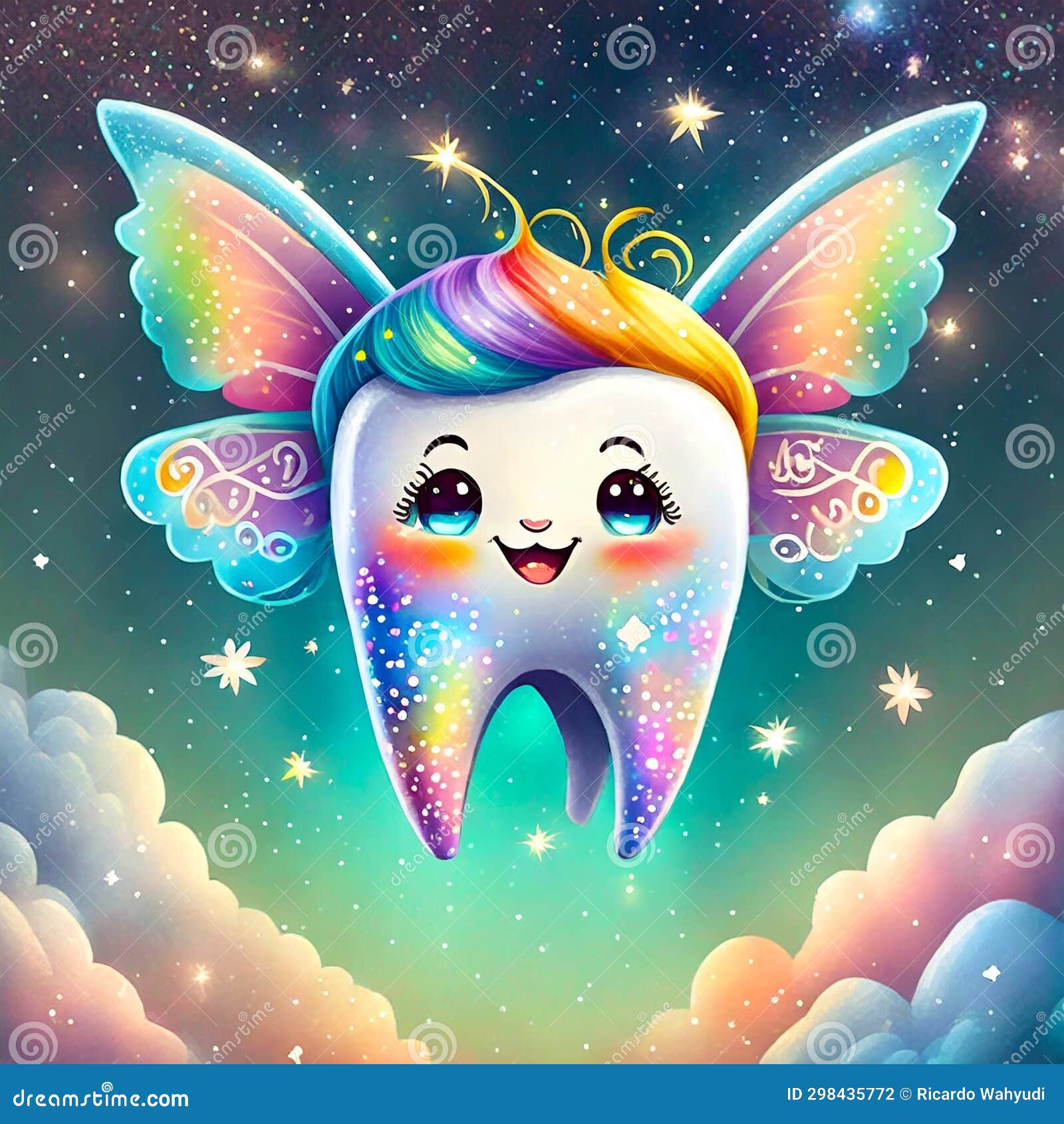 Illustration of Cute Rainbow Tooth Fairy Stock Illustration - Illustration of baby, little ...