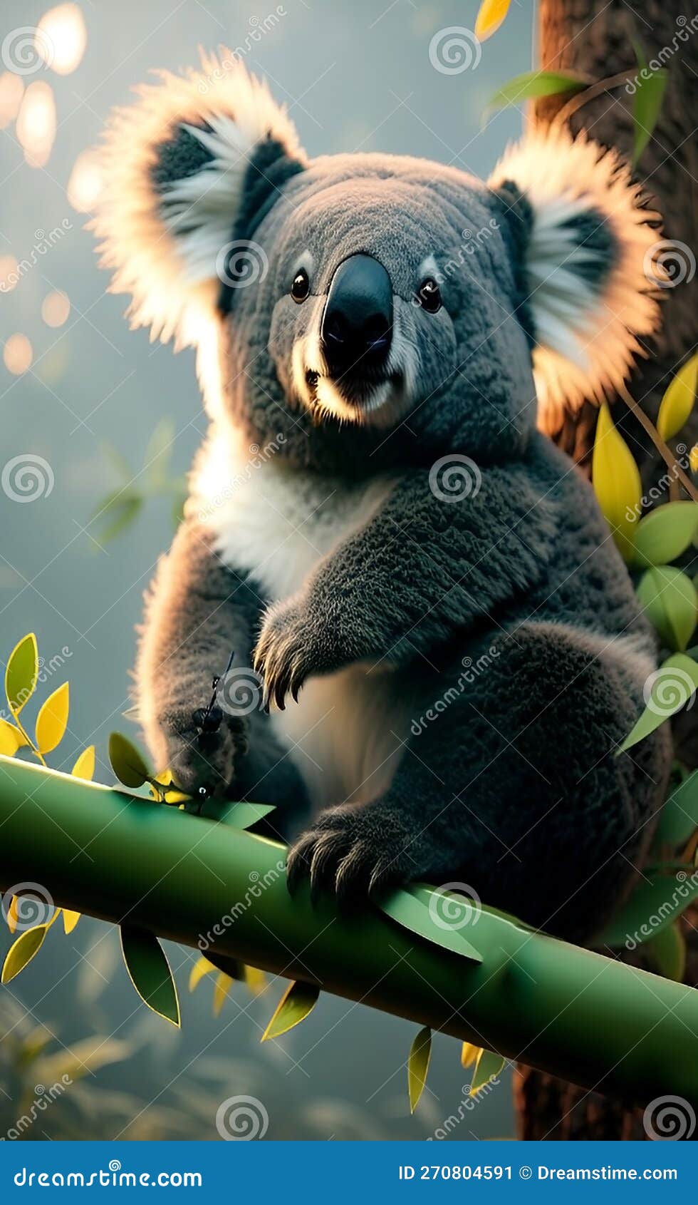 Realistic 3D Koala Robot Head With Cinematic Lighting And Rococo ...