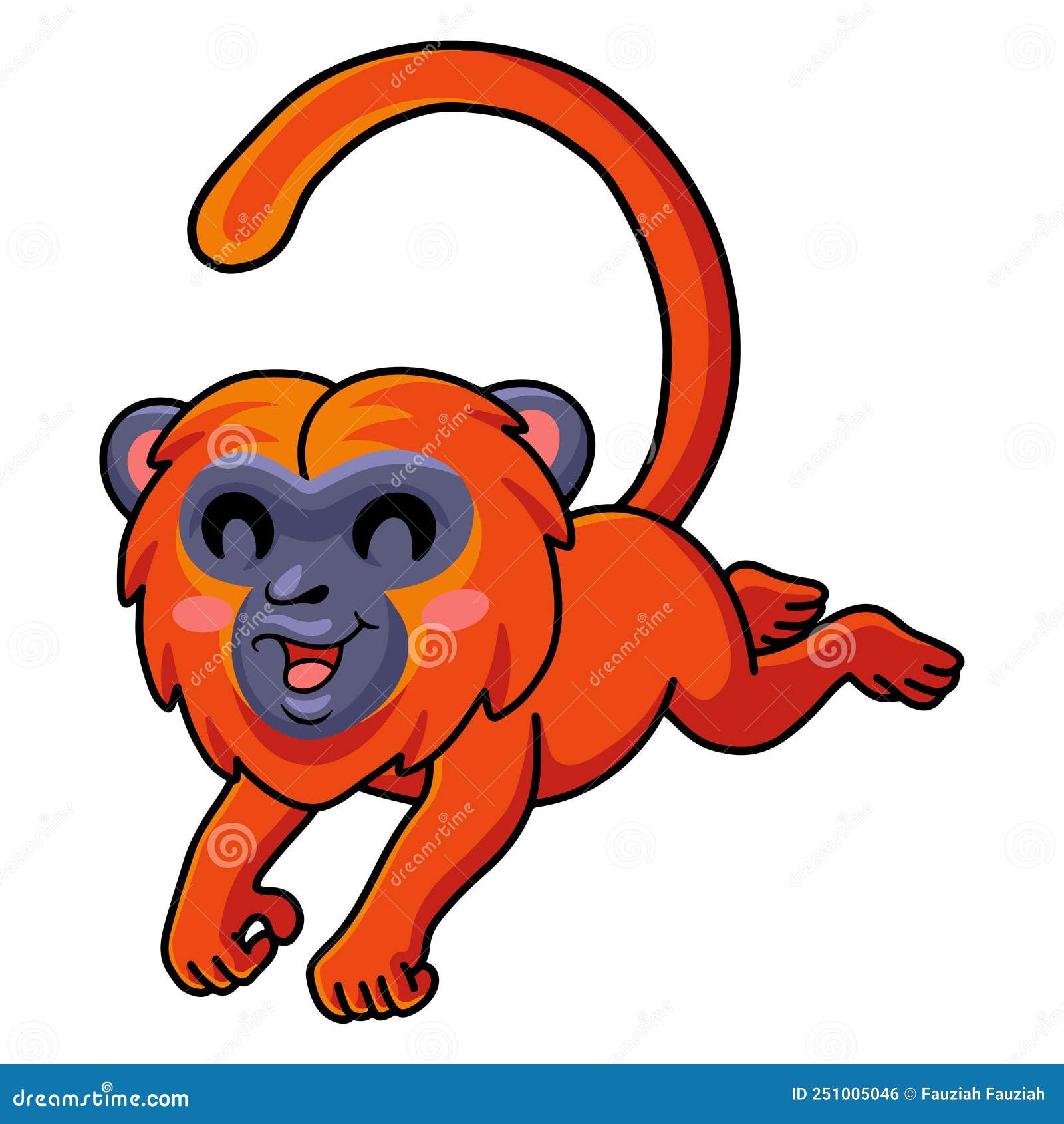 Cute Red Howler Monkey Cartoon Jumping Stock Vector - Illustration of ...