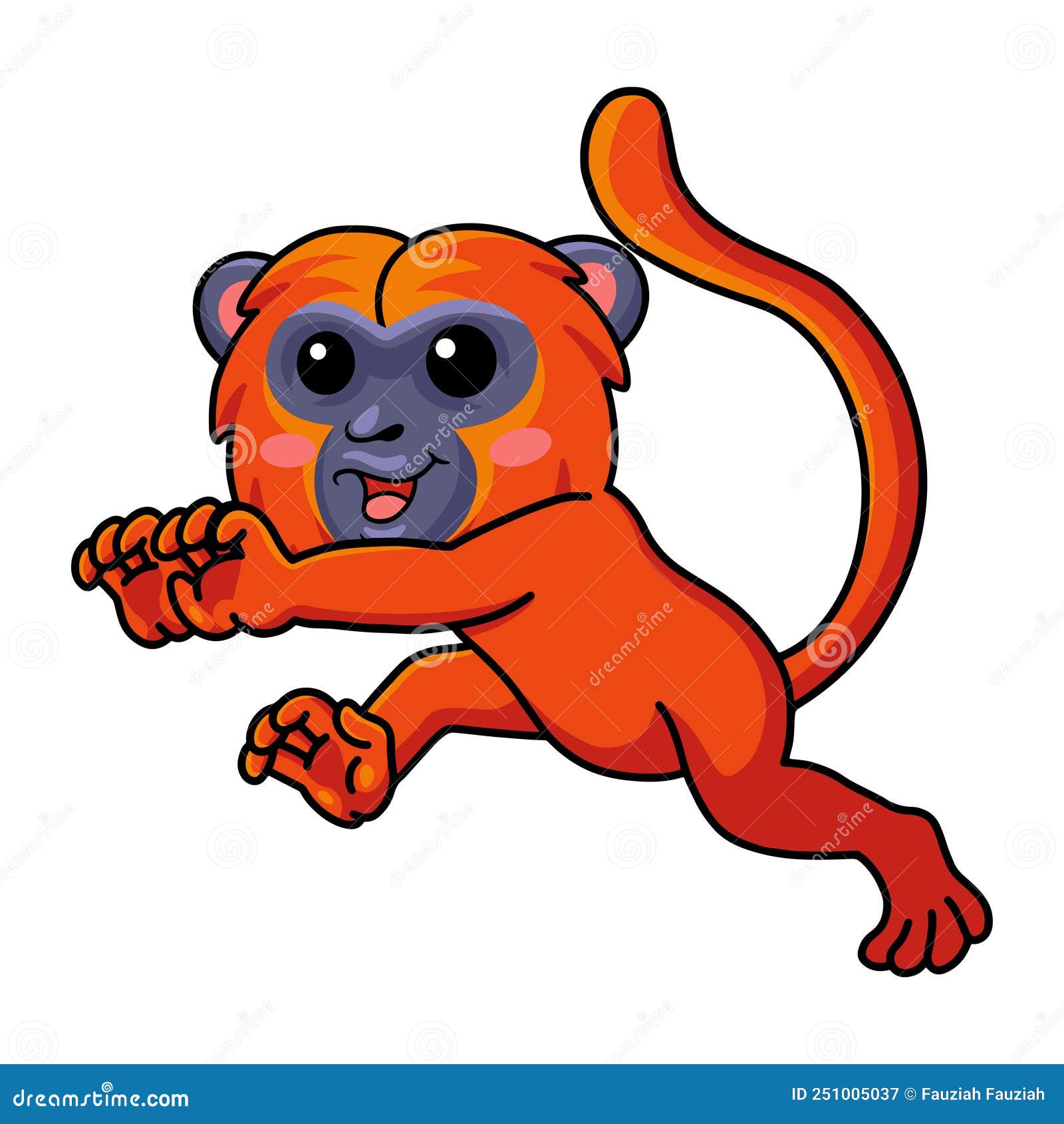 Cute Red Howler Monkey Cartoon Hanging On Tree Vector Illustration ...