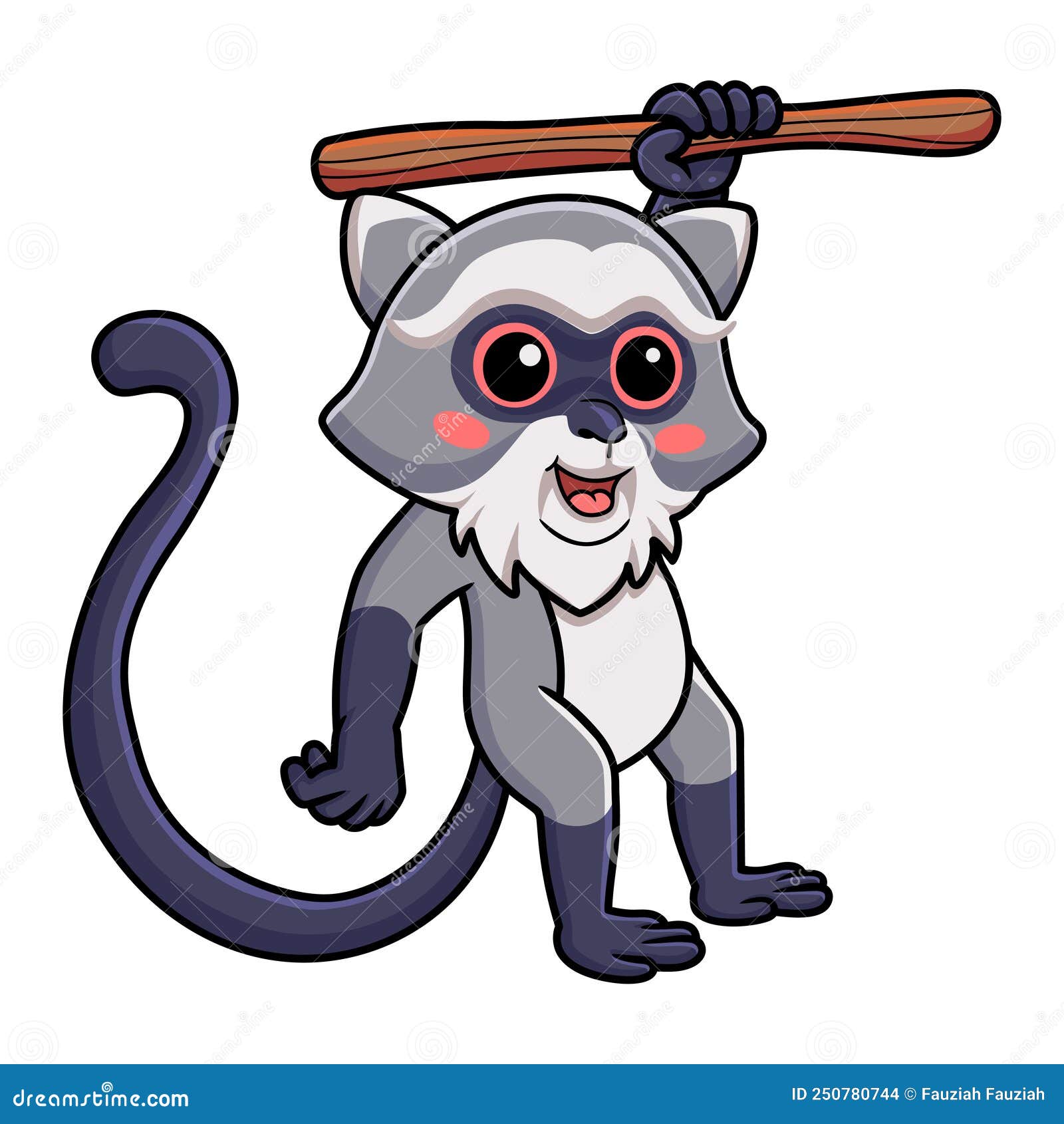 Cute Samango Monkey Cartoon Hanging on Tree Stock Vector - Illustration ...