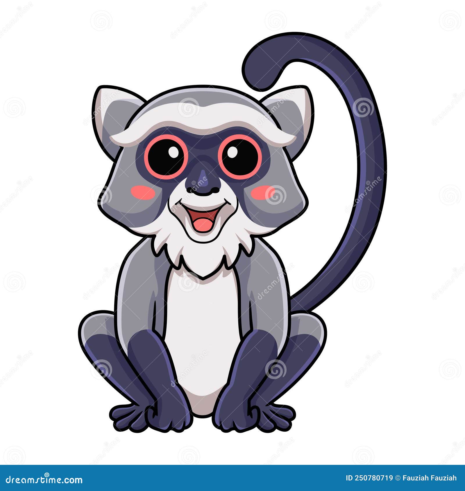 Cute Samango Monkey Cartoon Sitting Stock Vector - Illustration of cute ...