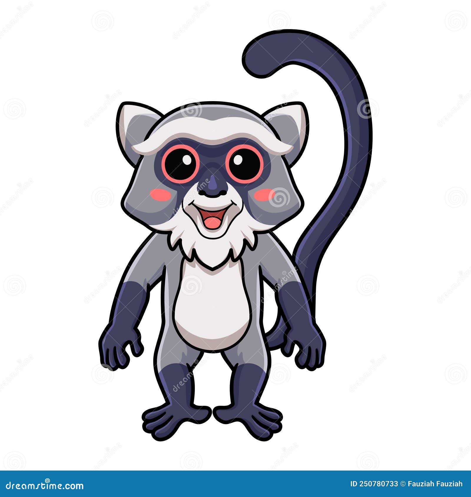 Cute Samango Monkey Cartoon Standing Stock Vector - Illustration of ...