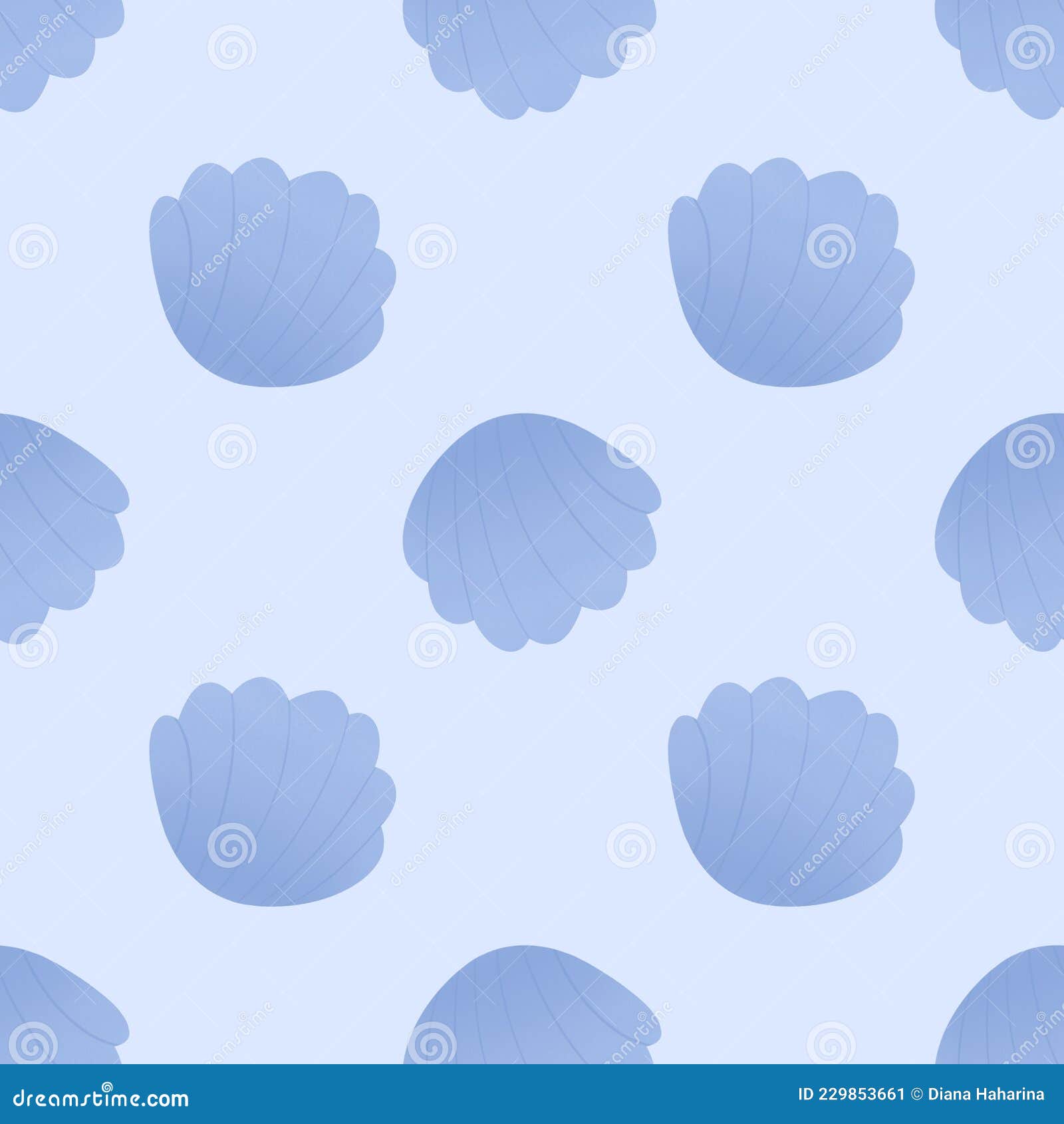 Cute Sea Pattern with Shell Stock Illustration - Illustration of ...