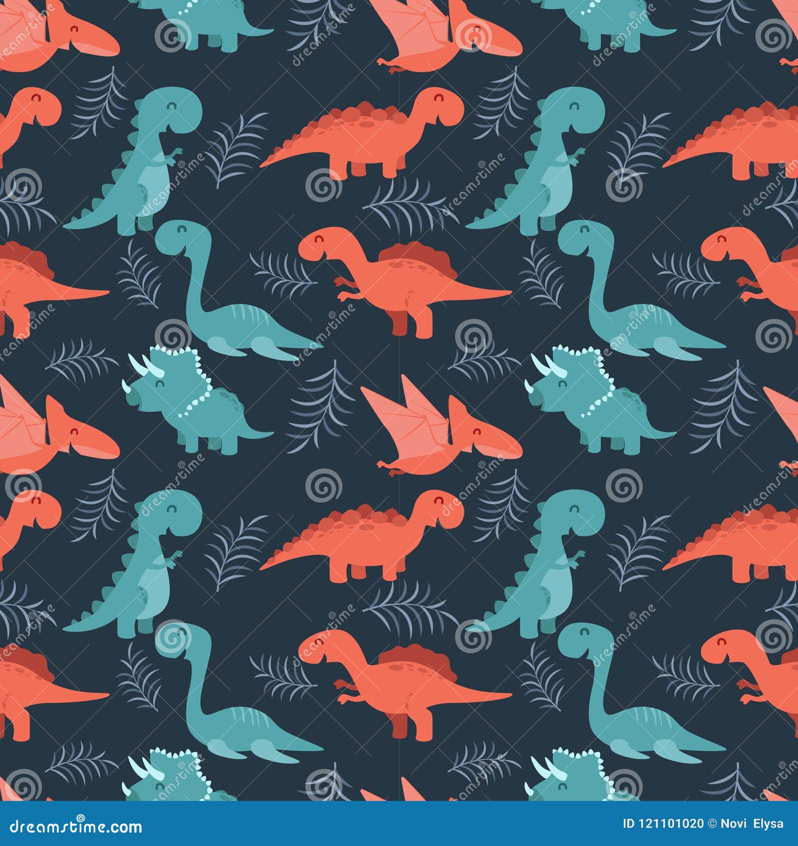Cute Seamless Pattern with Cartoon Colorful Dinosaurs Stock Vector ... Cute Seamless Pattern with Cartoon Colorful Dinosaurs Stock Vector ...