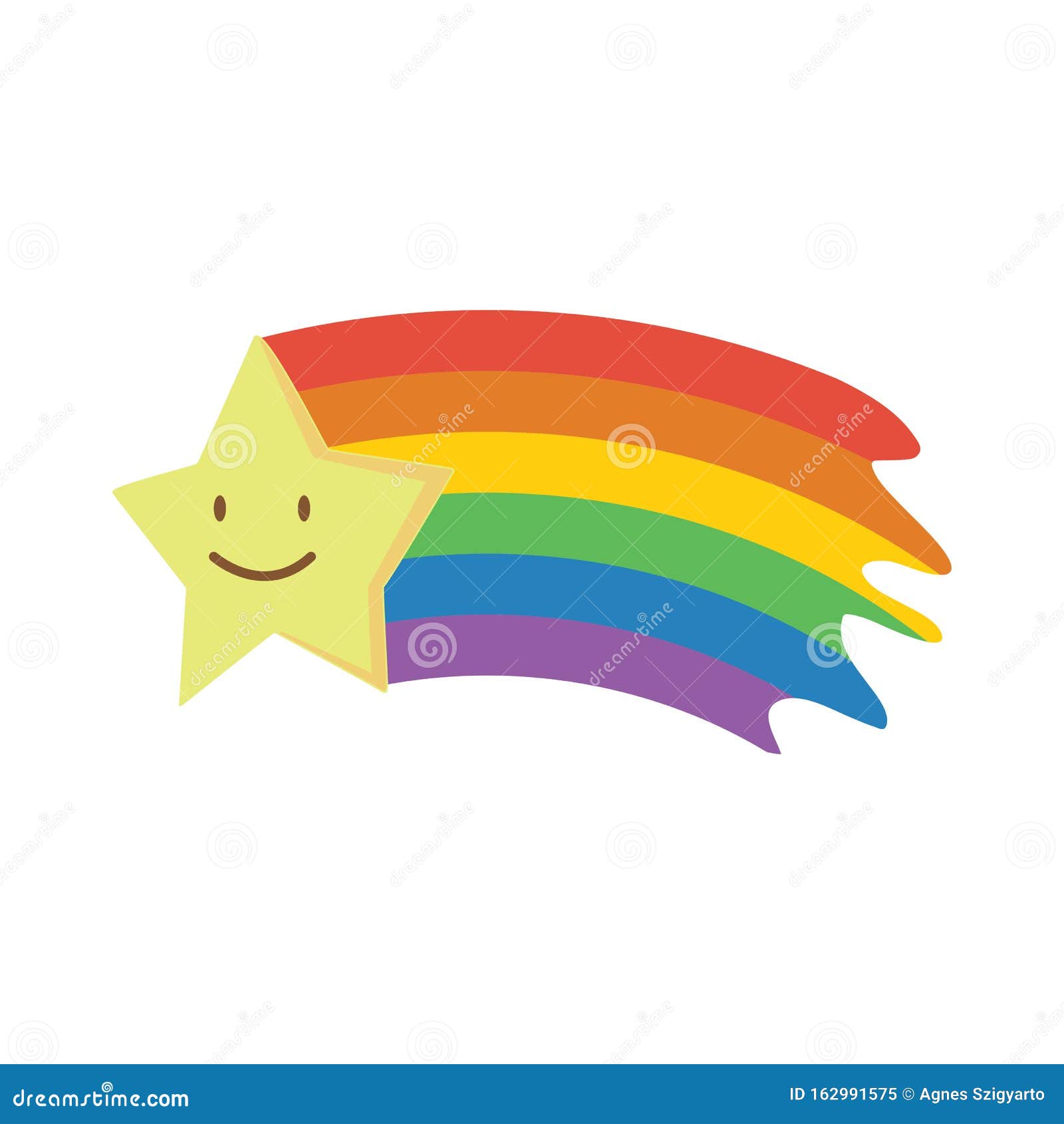 Illustration Of A Cute Shooting Star With Rainbow Trail Stock Vector