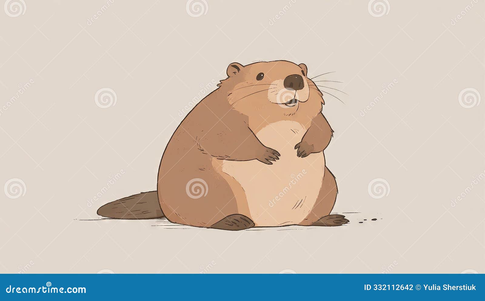 Illustration of a Cute Single, Beaver Called Justin Beaver. Anime Style ...