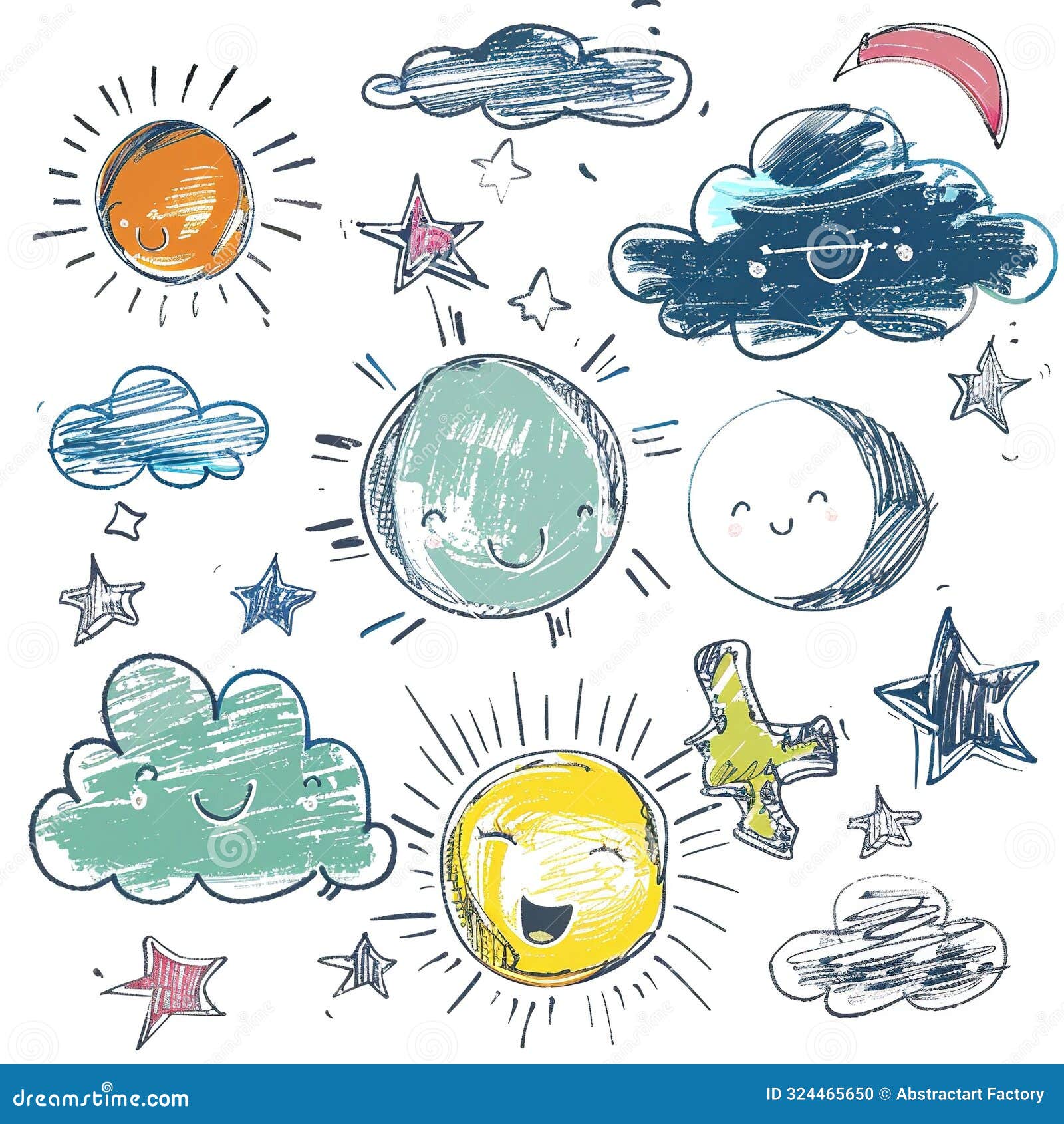 Illustration of a Cute Sky Scribble Icons. Generative Ai Stock ...