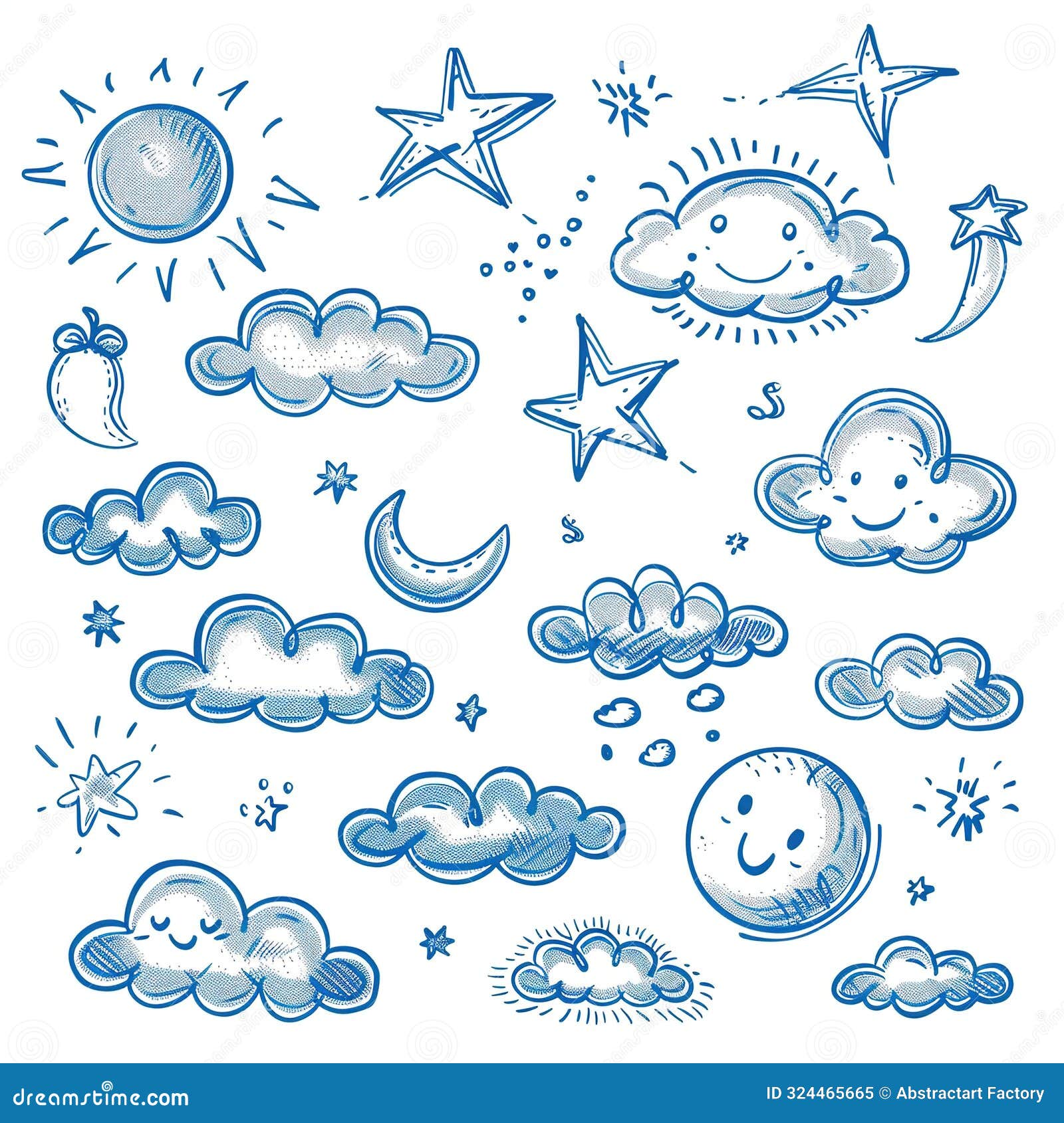 Illustration of a Cute Sky Scribble Icons. Generative Ai Stock ...