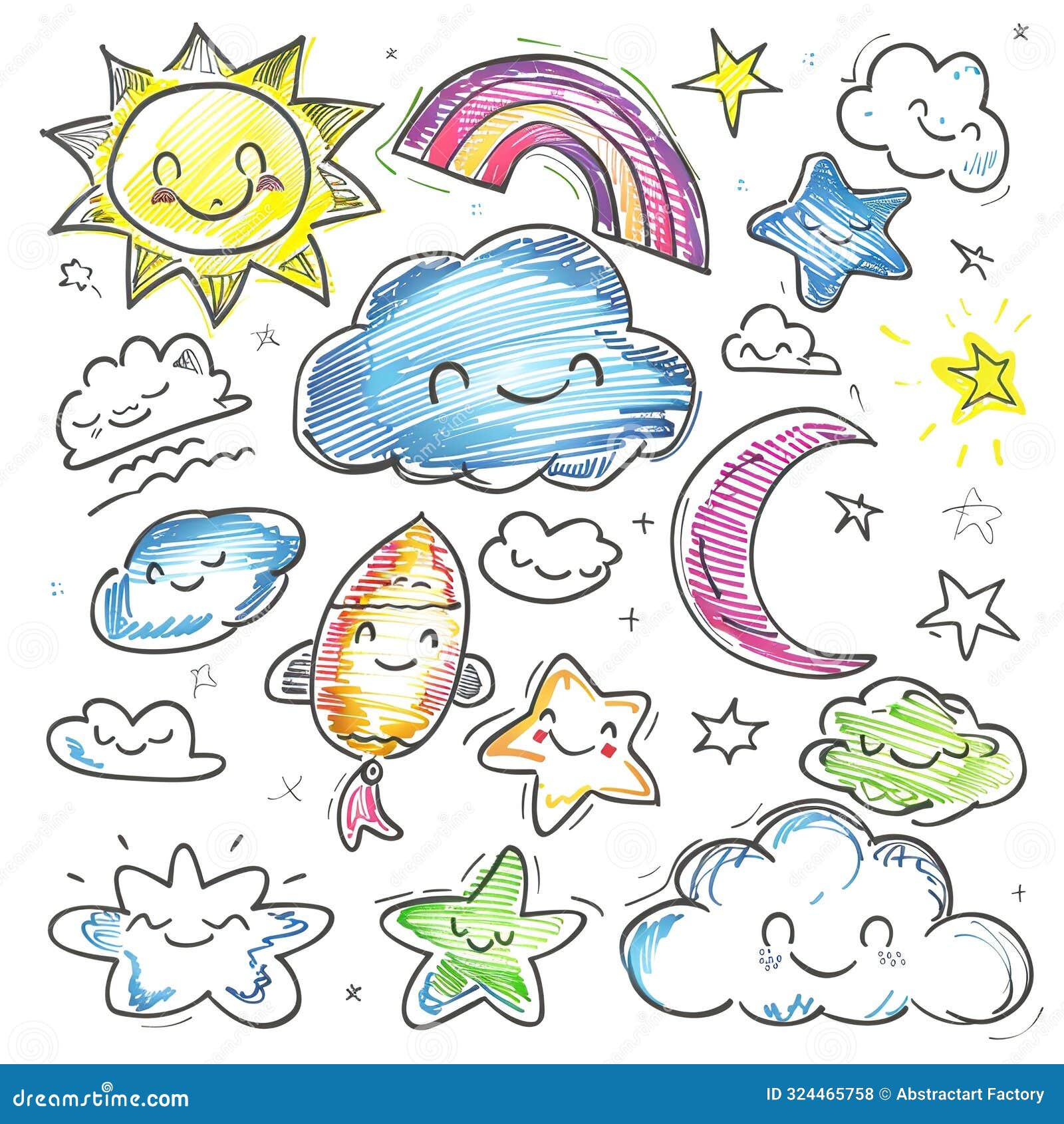 Illustration of a Cute Sky Scribble Icons. Generative Ai Stock ...