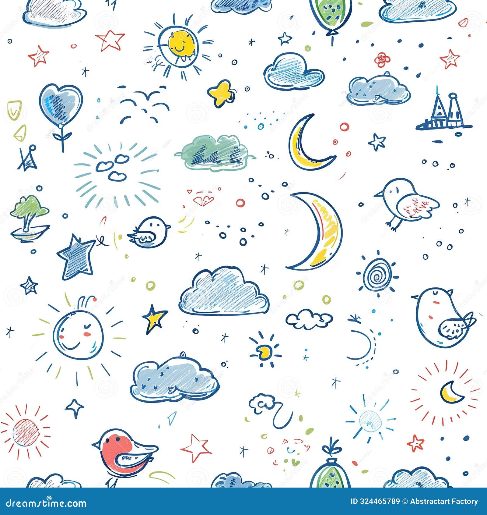 Illustration of a Cute Sky Scribble Icons. Generative Ai Stock ...