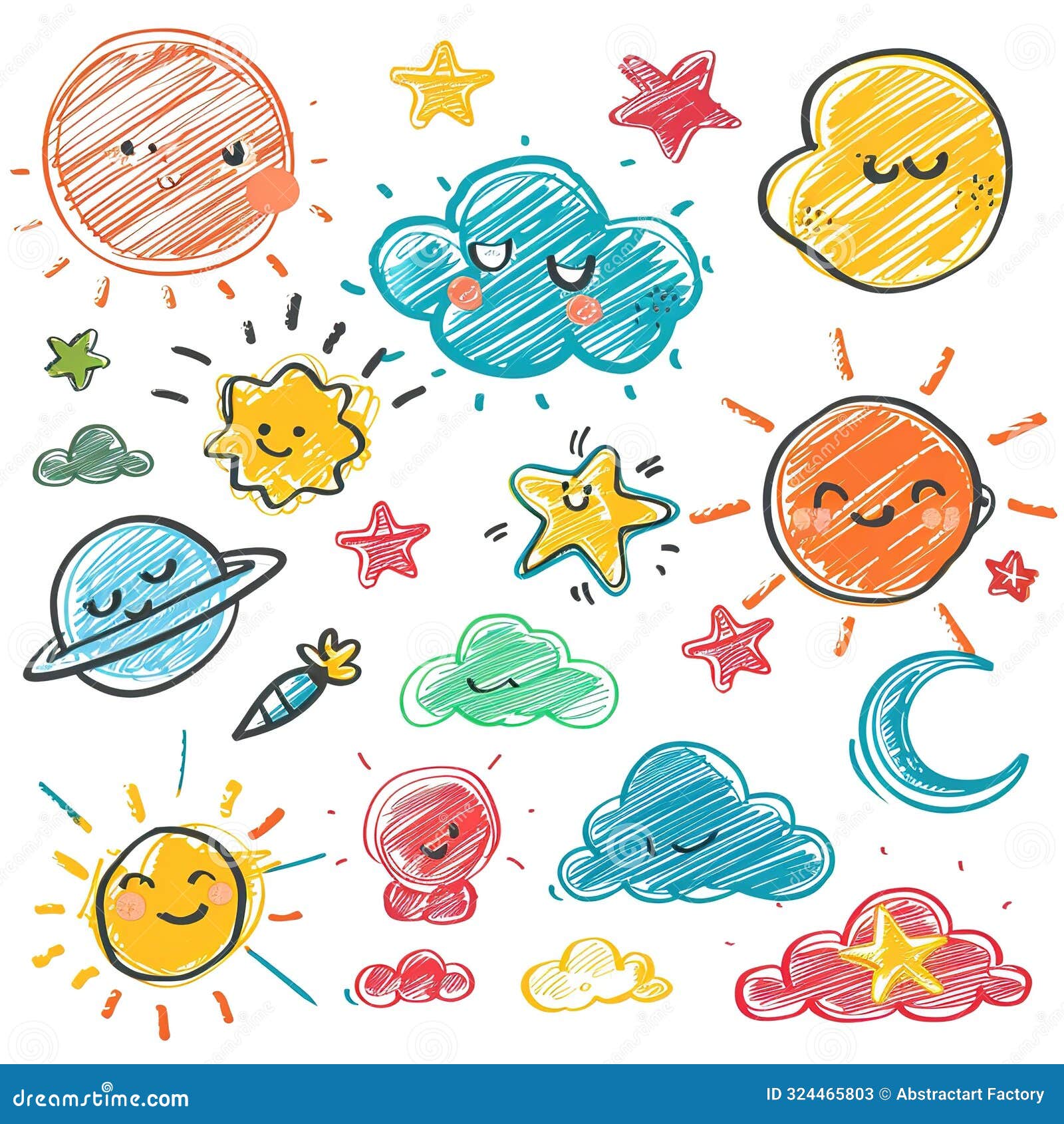 Illustration of a Cute Sky Scribble Icons. Generative Ai Stock ...