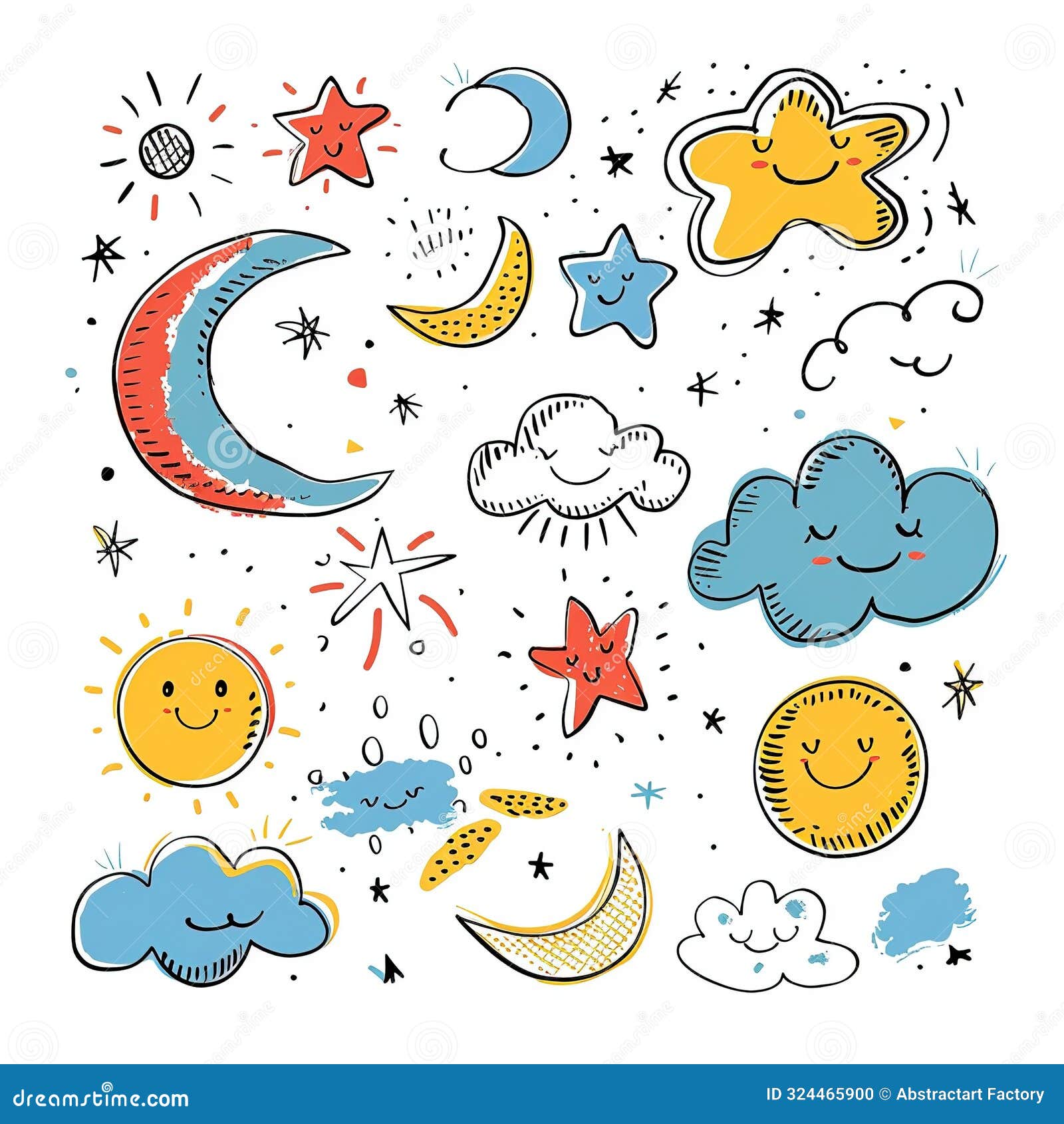 Illustration of a Cute Sky Scribble Icons. Generative Ai Stock ...