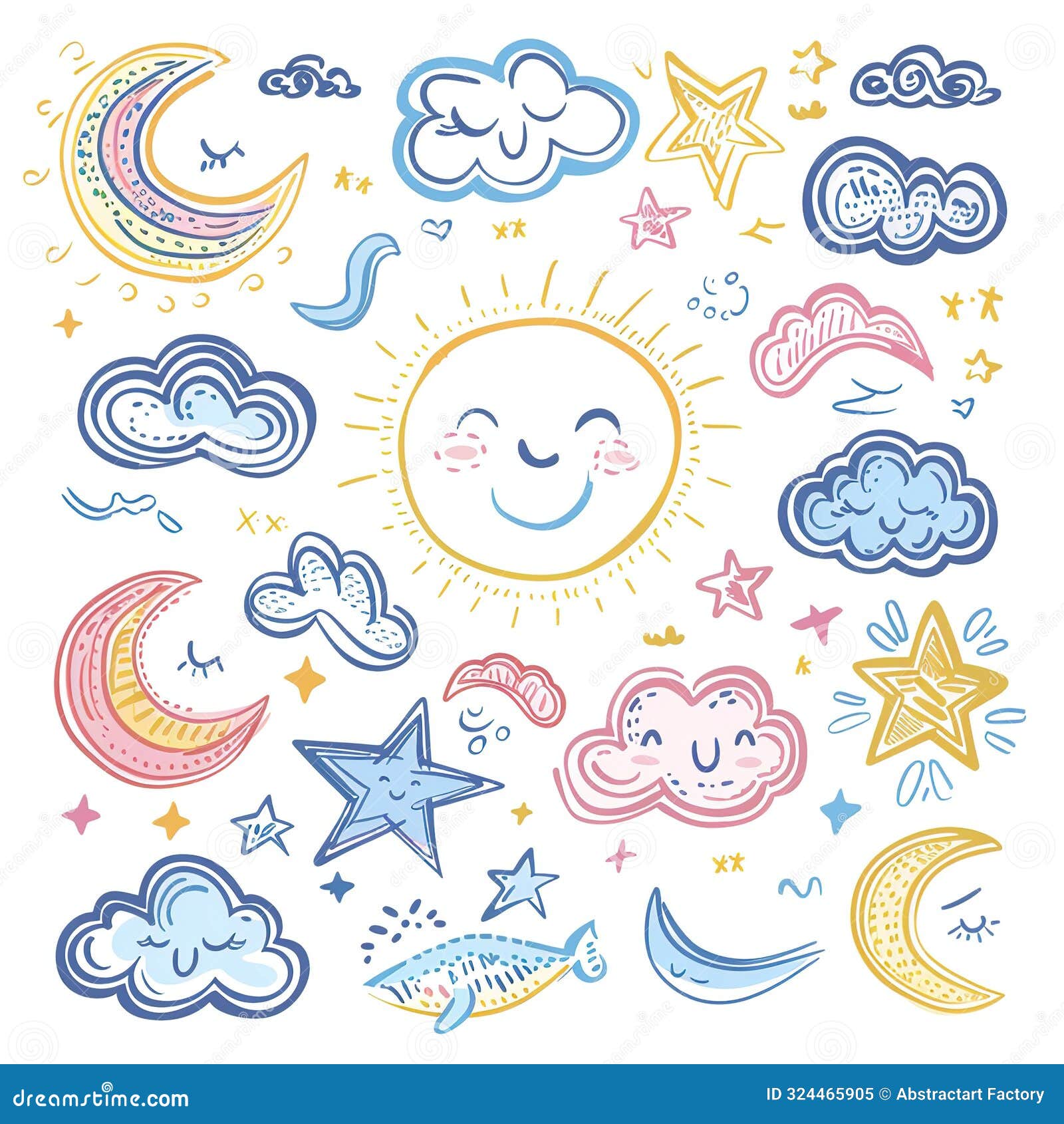 Illustration of a Cute Sky Scribble Icons. Generative Ai Stock ...