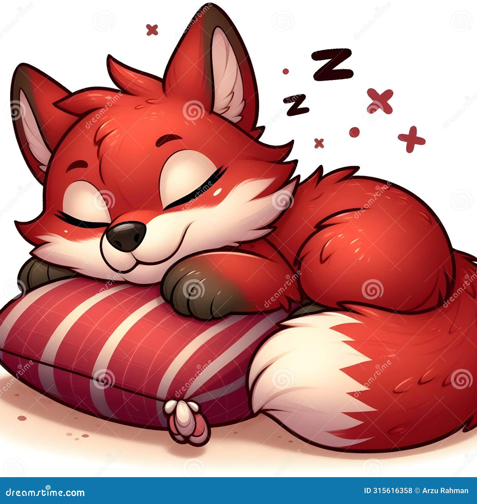 A Cute Sleeping Red Wolf Cub W Stock Illustration - Illustration of ...