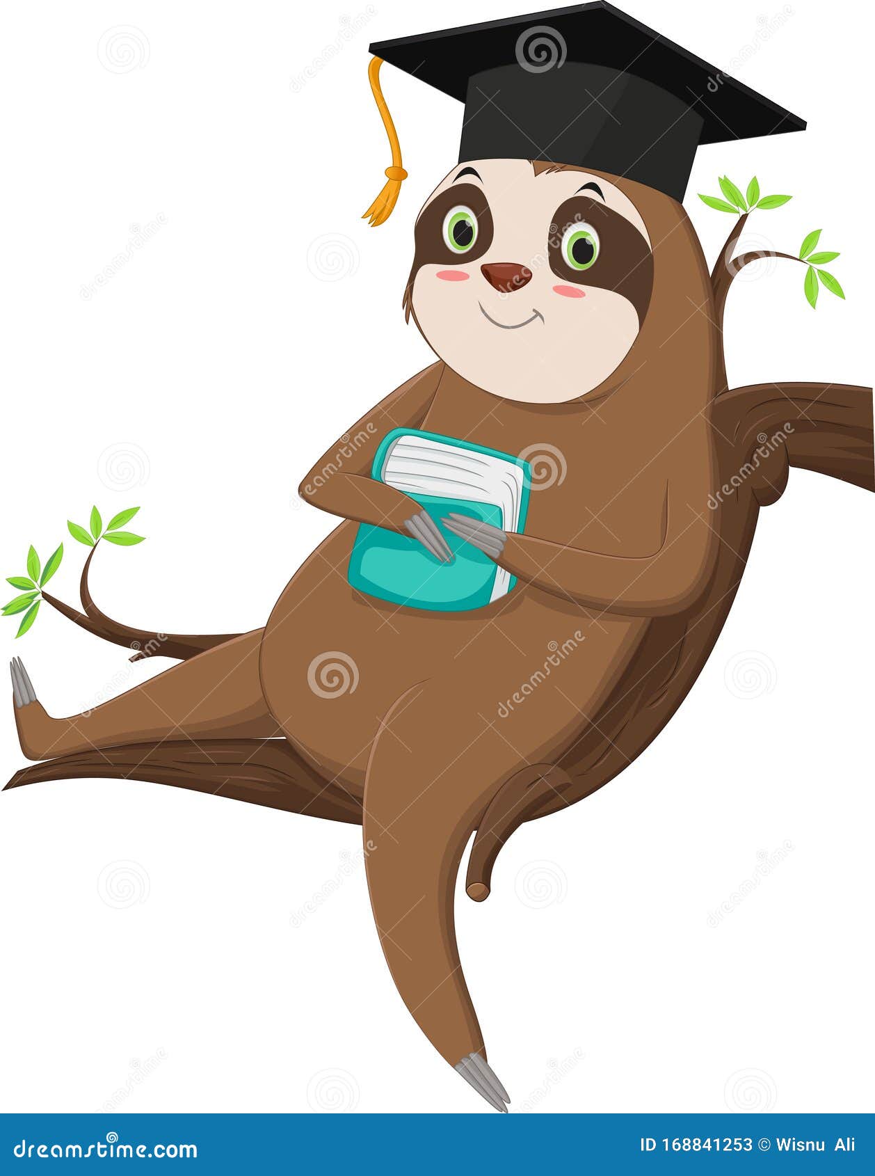 Illustration of Cute Sloth Cartoon Character with Graduation Cap Stock ...