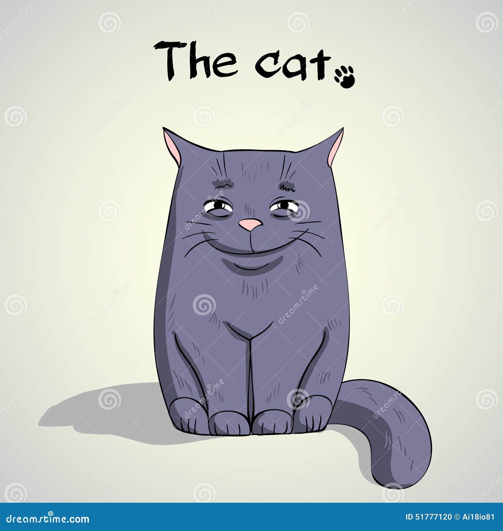 Illustration of Cute Smiling Cat Stock Vector - Illustration of purring ...