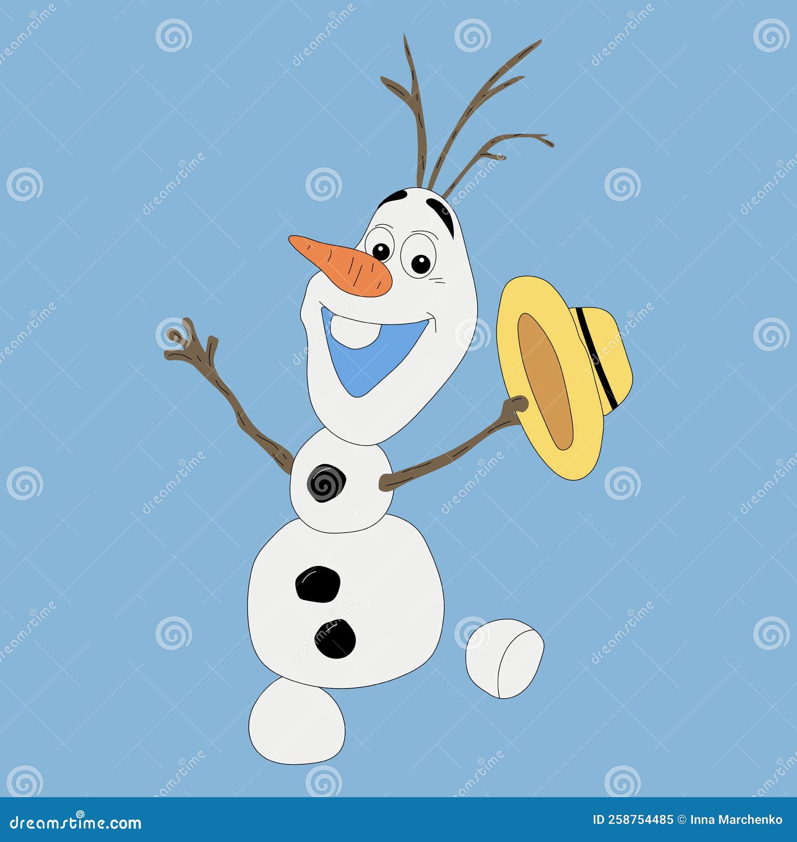 Illustration of Cute Smiling Olaf with Hat. Vector Editorial Image ...