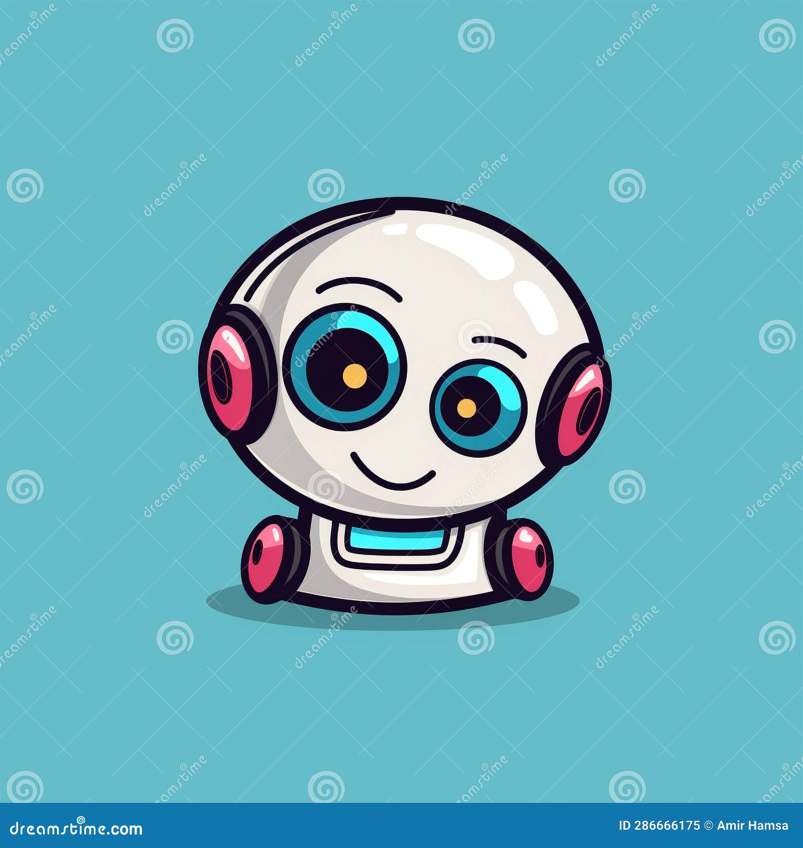Cute smiling robot stock illustration. Illustration of poster - 286666175