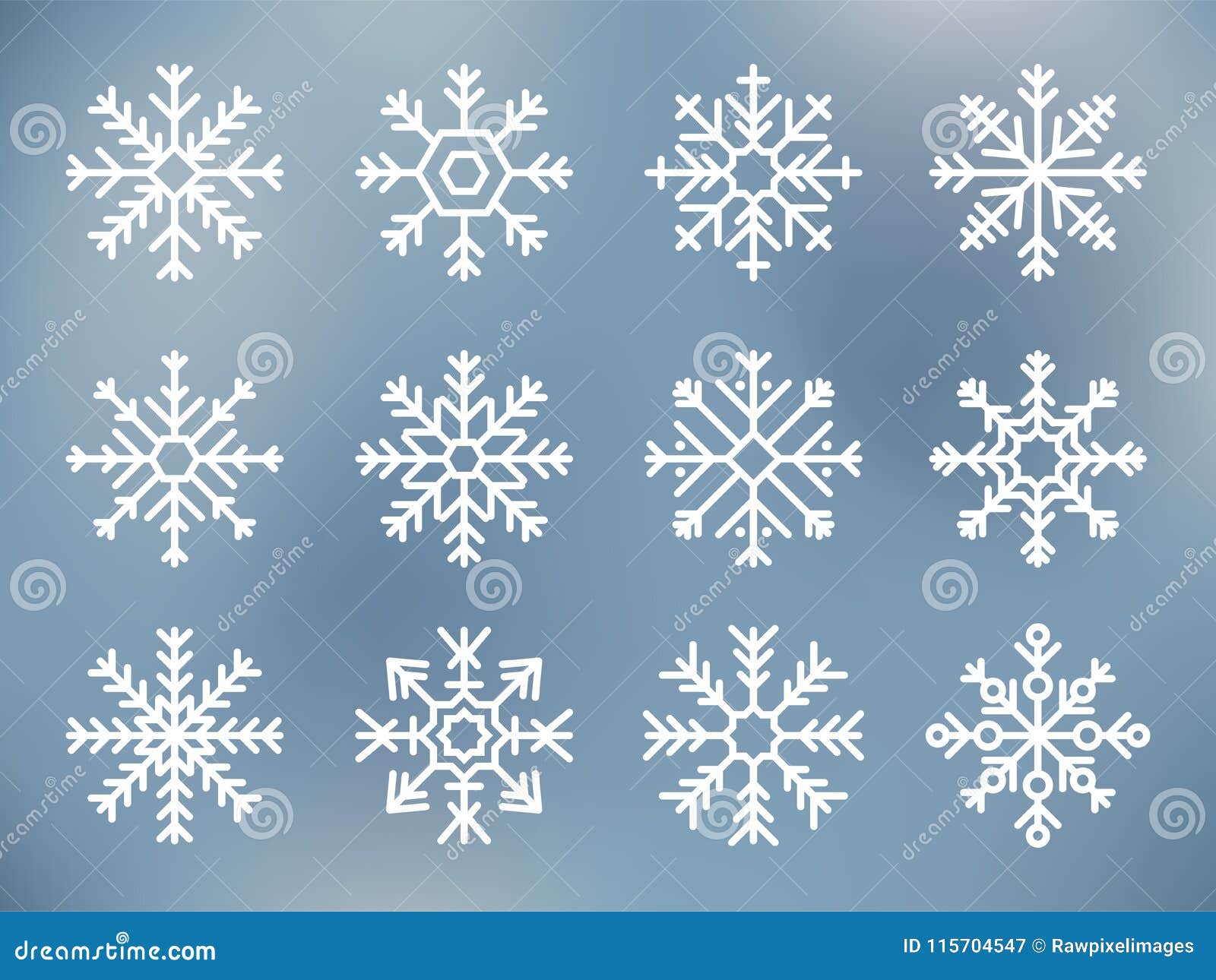Cute Snowflake Characters. Cartoon Winter Snow Flakes. Vector Black And ...