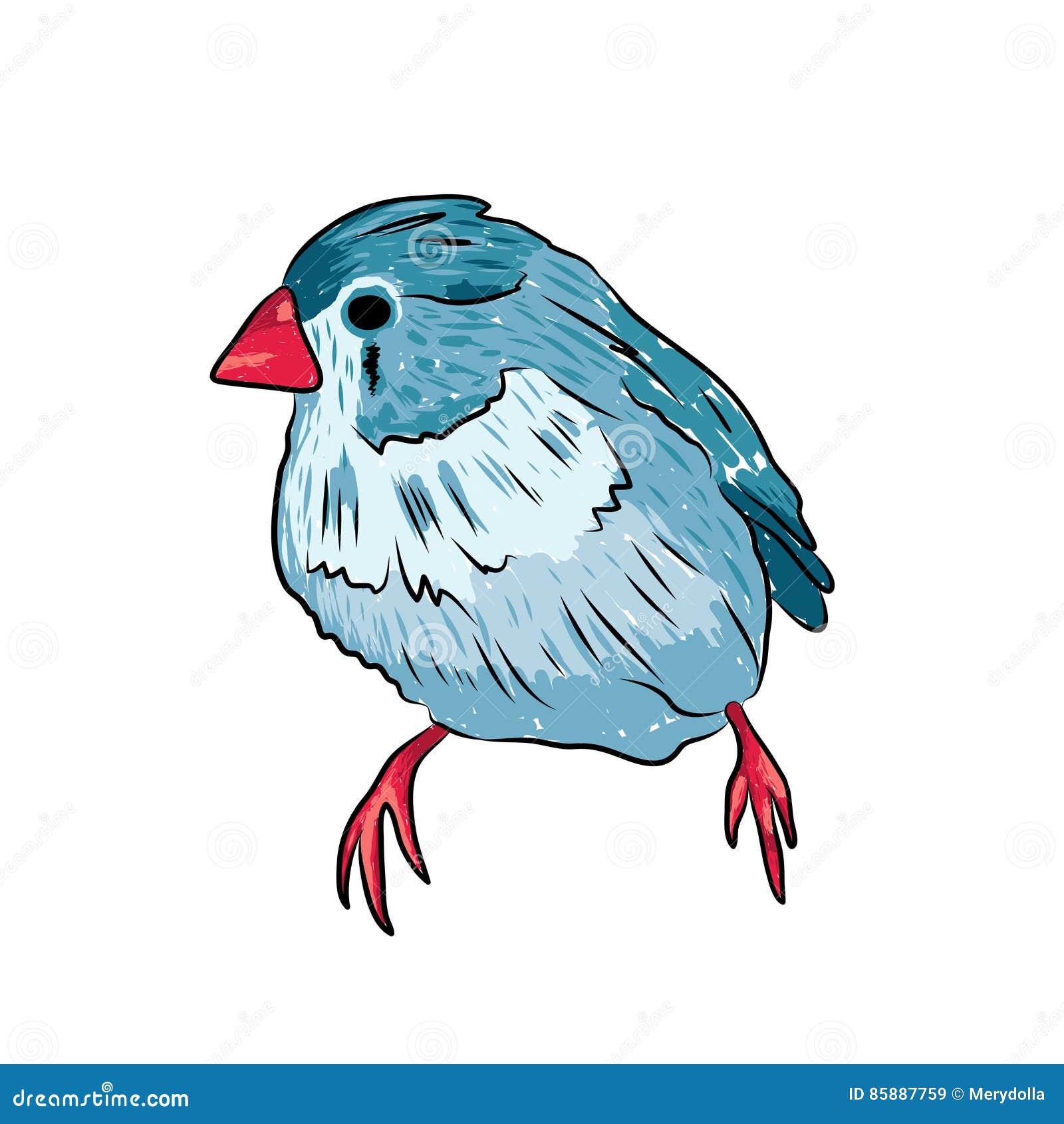 Illustration of Cute Sparrow in Blue and Red Colors Stock Illustration ...