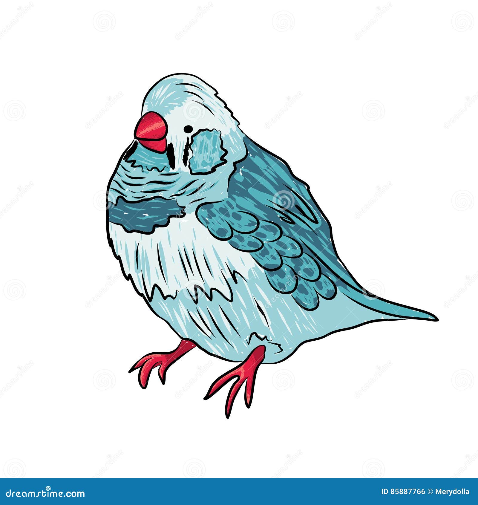 Illustration of Cute Sparrow in Blue and Red Colors Stock Illustration ...